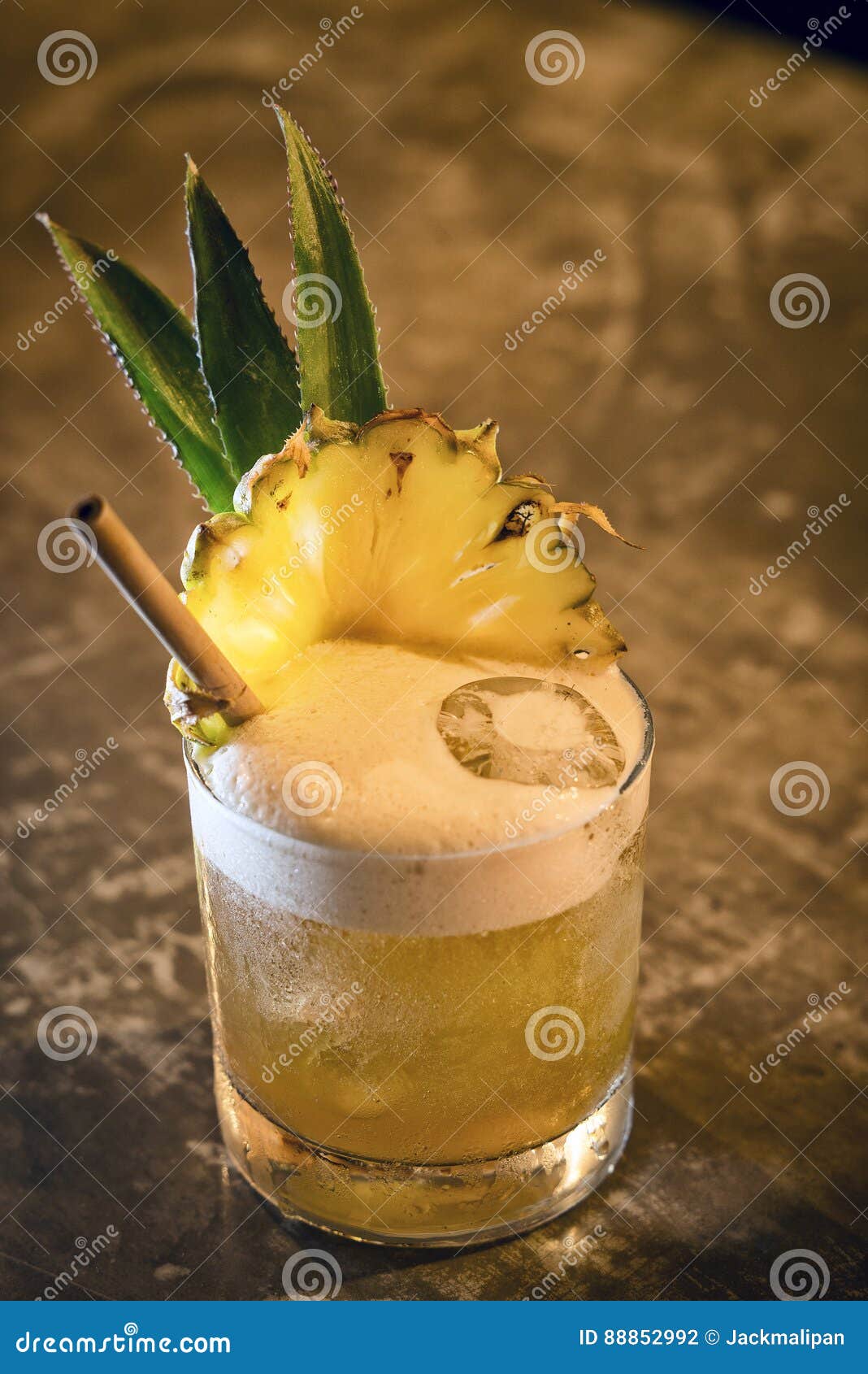 Pineapple Mango Tropical Rum Cocktail Drink in Bar Stock Photo - Image ...