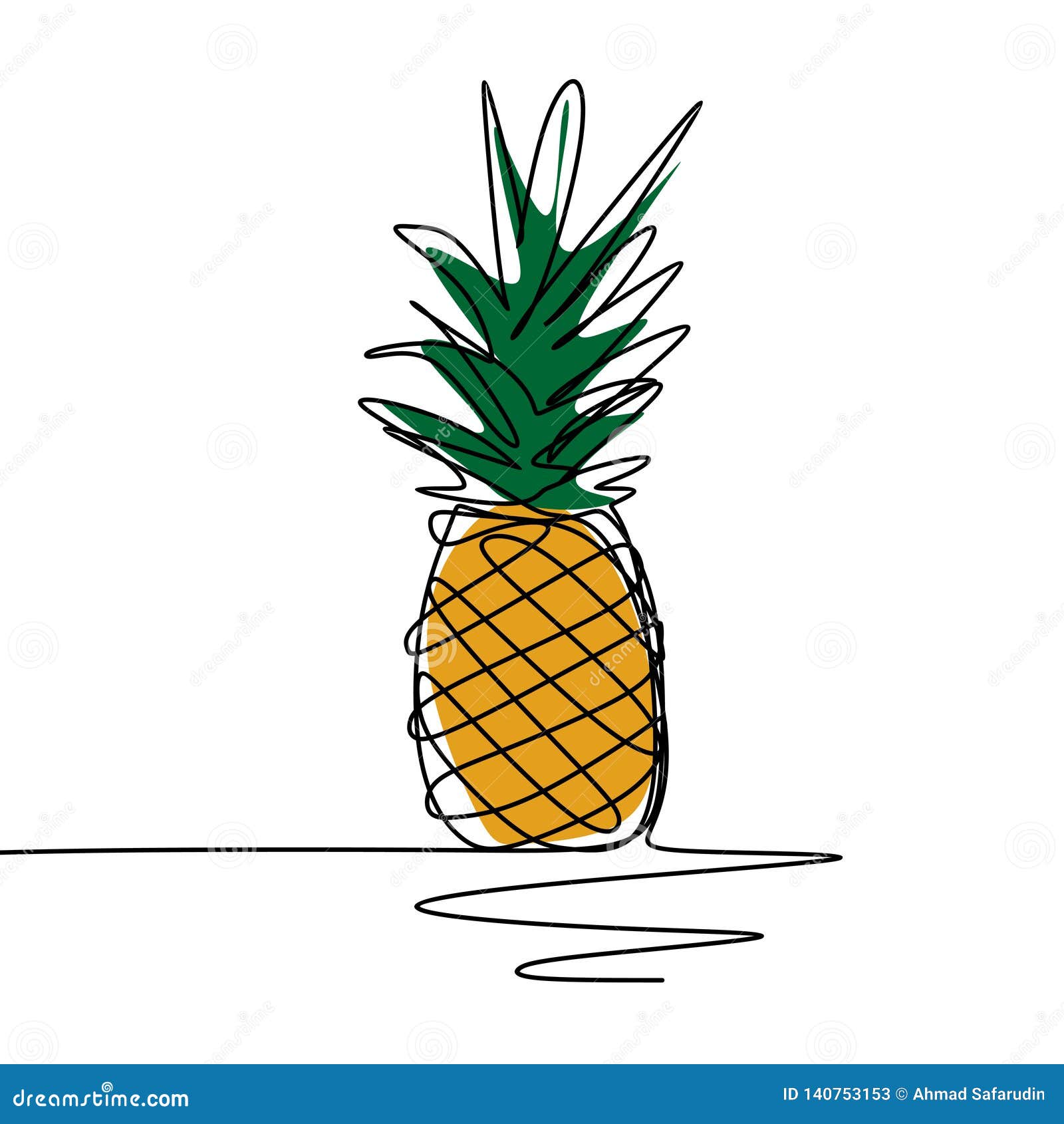 Pineapple One Continuous Line Art Drawing Vector Illustration ...