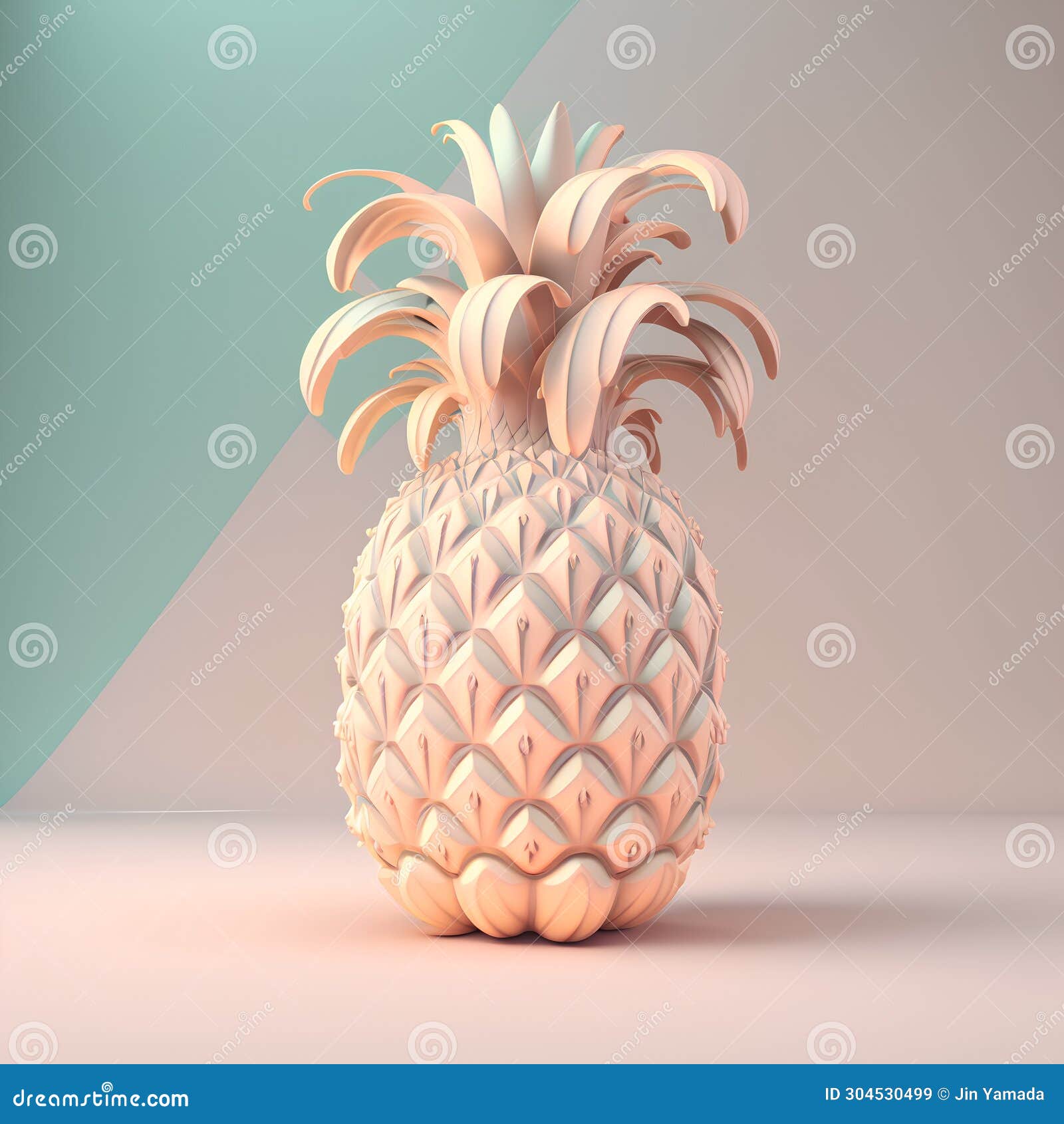 Pineapple on Pastel Background. Minimal Style Stock Illustration ...