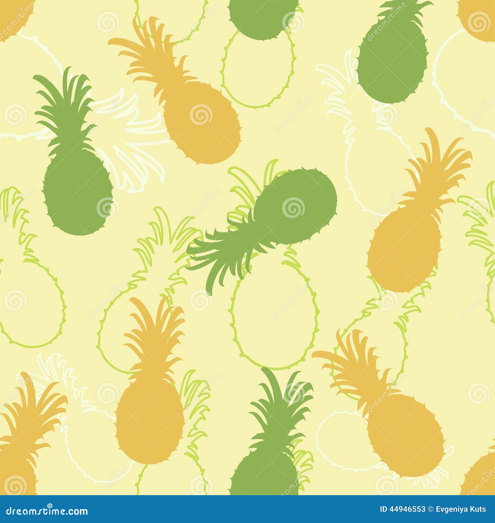 Pineapple Pattern Background Decorative Line Silhouette Ripe Juicy ...