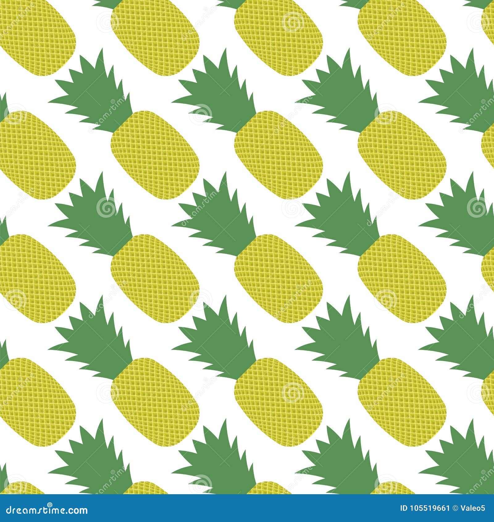 Pineapple Pattern Isolated on White Background Stock Illustration ...