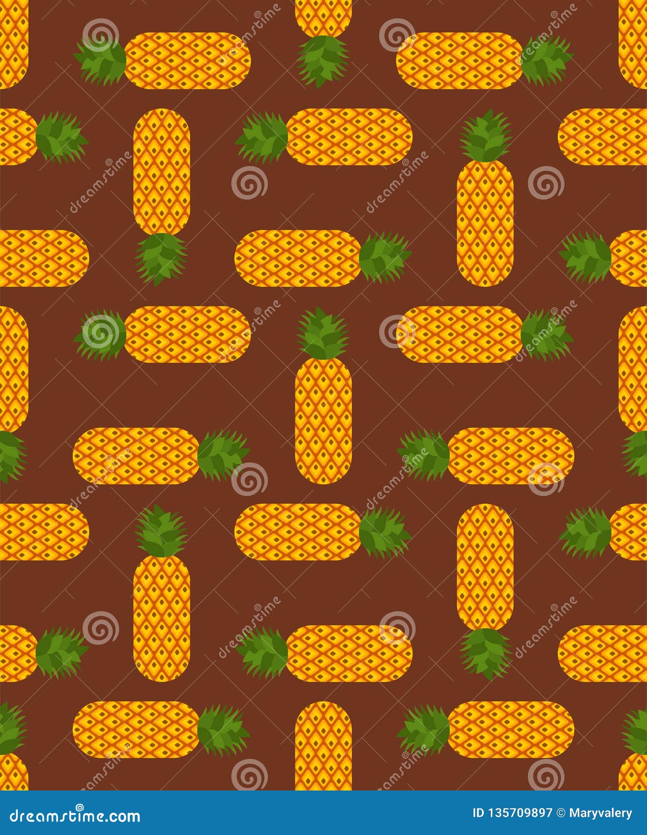 Pineapple Pattern Seamless. Ananas Ornament Stock Vector - Illustration ...