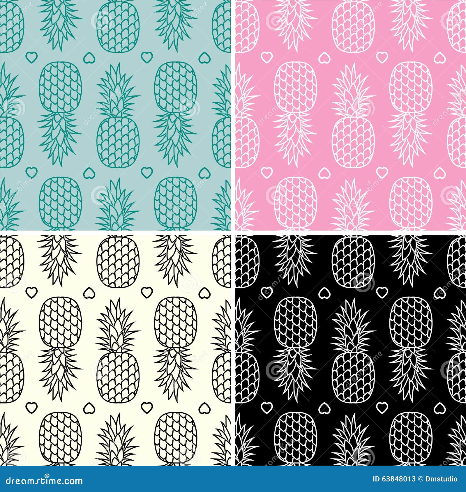 Pineapple patterns, vector stock vector. Illustration of drawing - 63848013