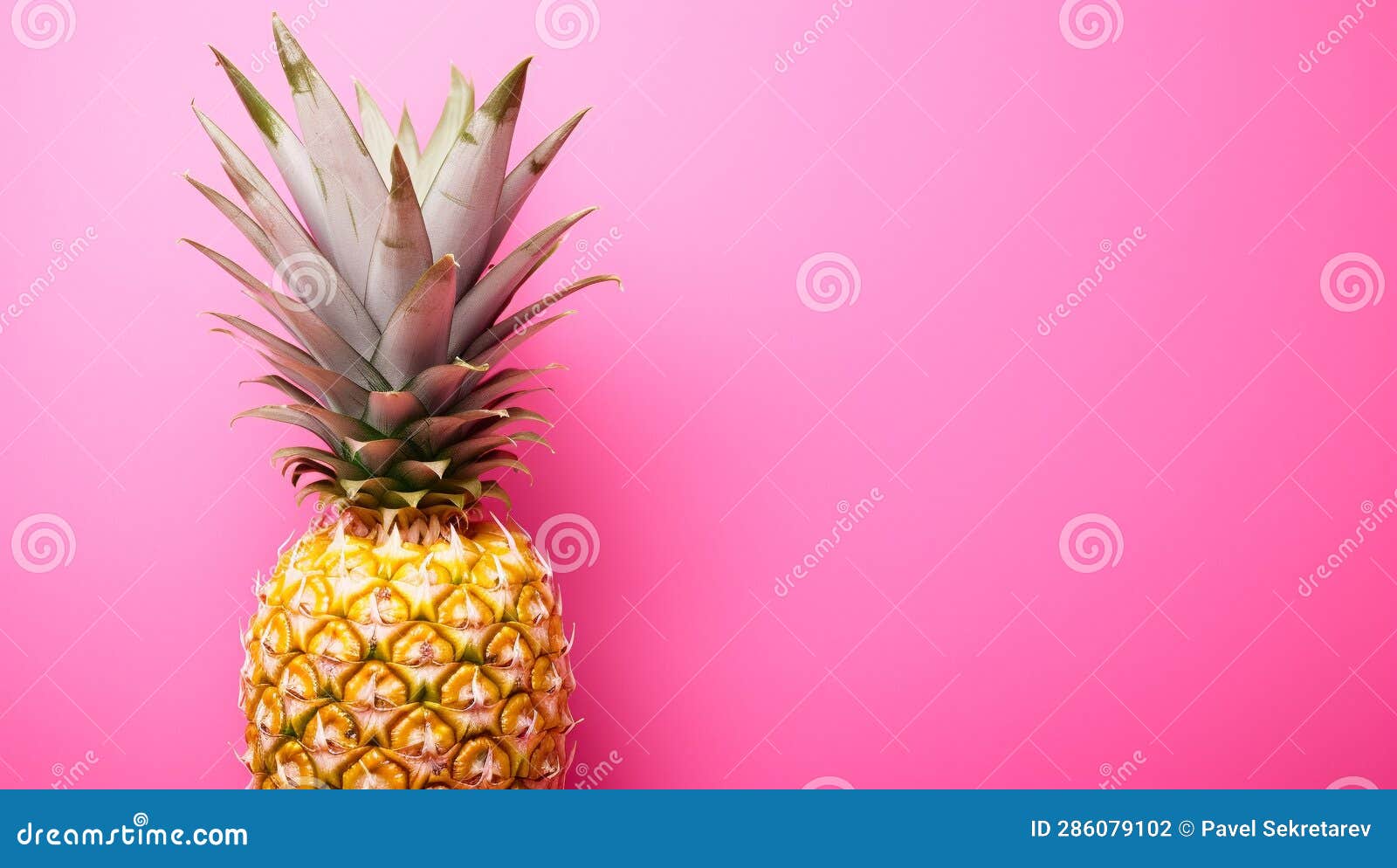 Pineapple on a Pink Background Stock Illustration - Illustration of ...