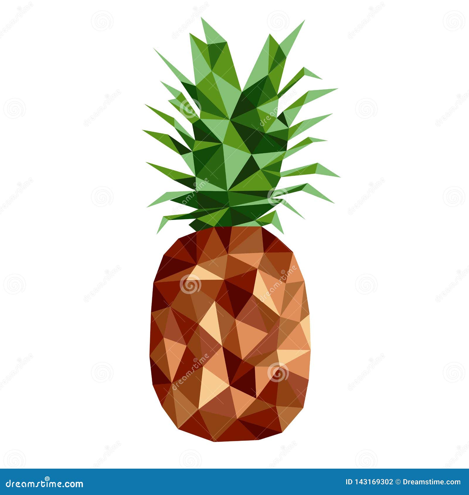Polygon Brown Pineapple Vith Leaves Stock Vector - Illustration of ...
