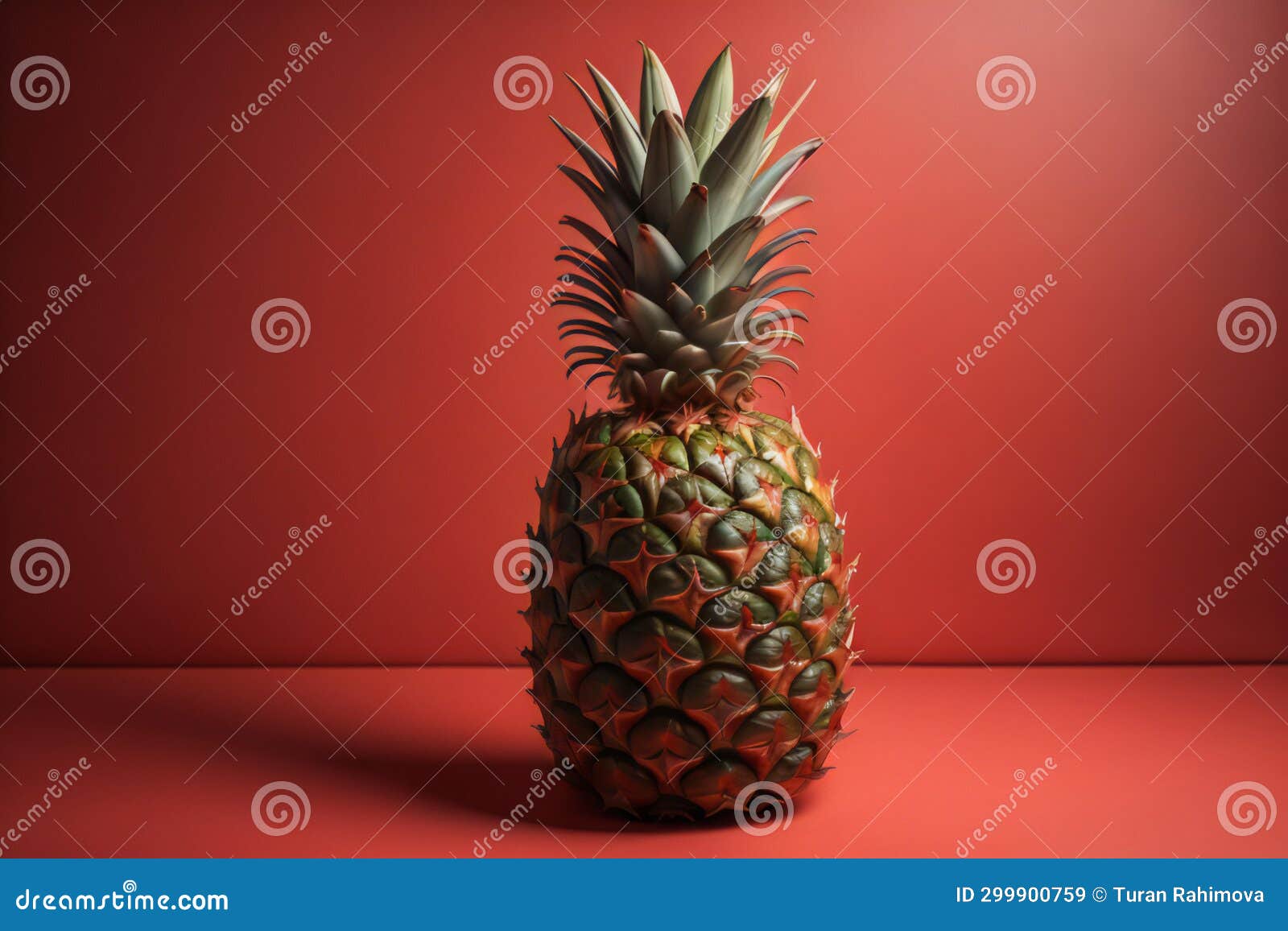 Pineapple on a Red Background. Tropical Fruit on a Red Background Stock ...