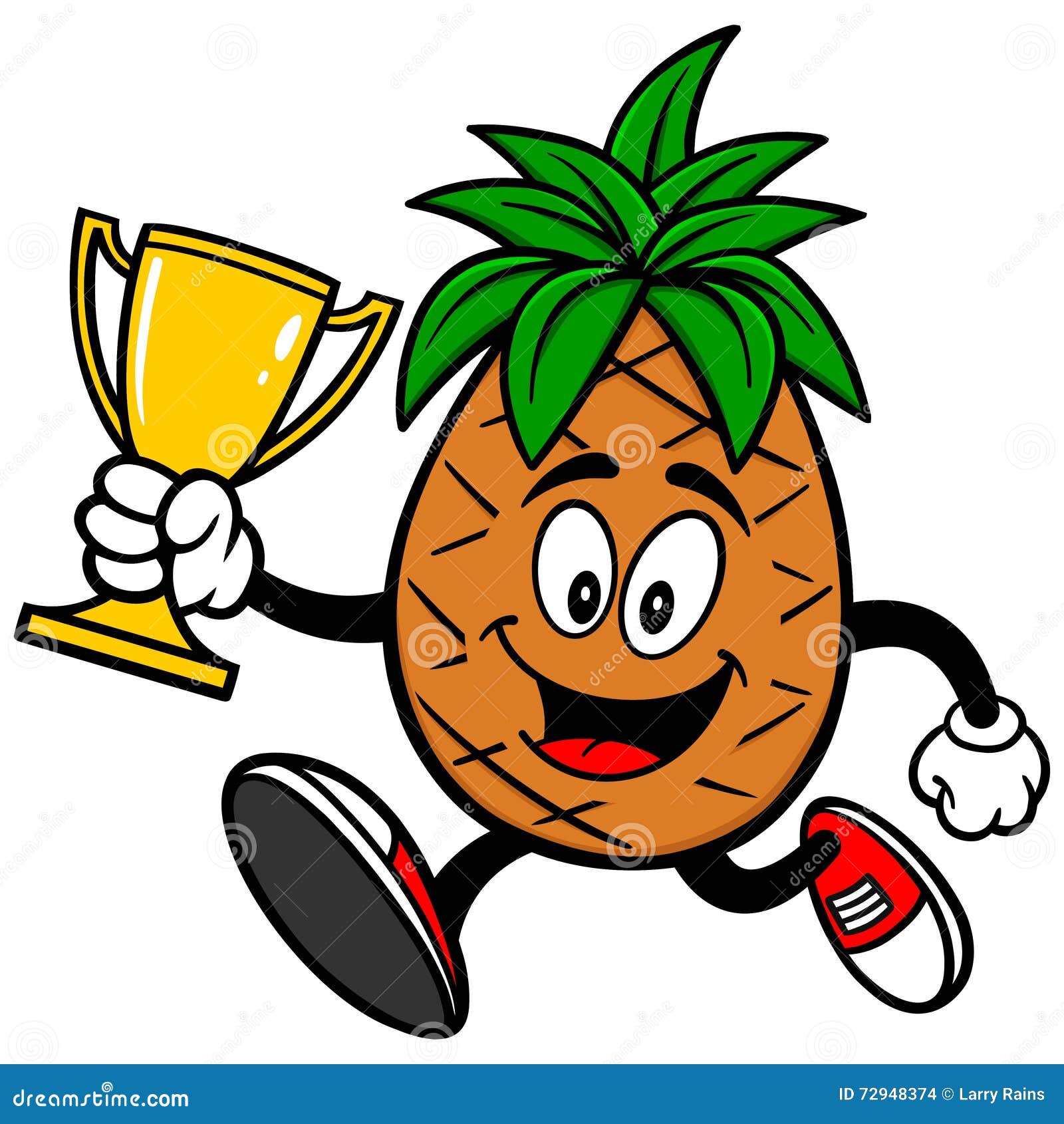 Pineapple Running with Trophy Stock Vector - Illustration of juice ...