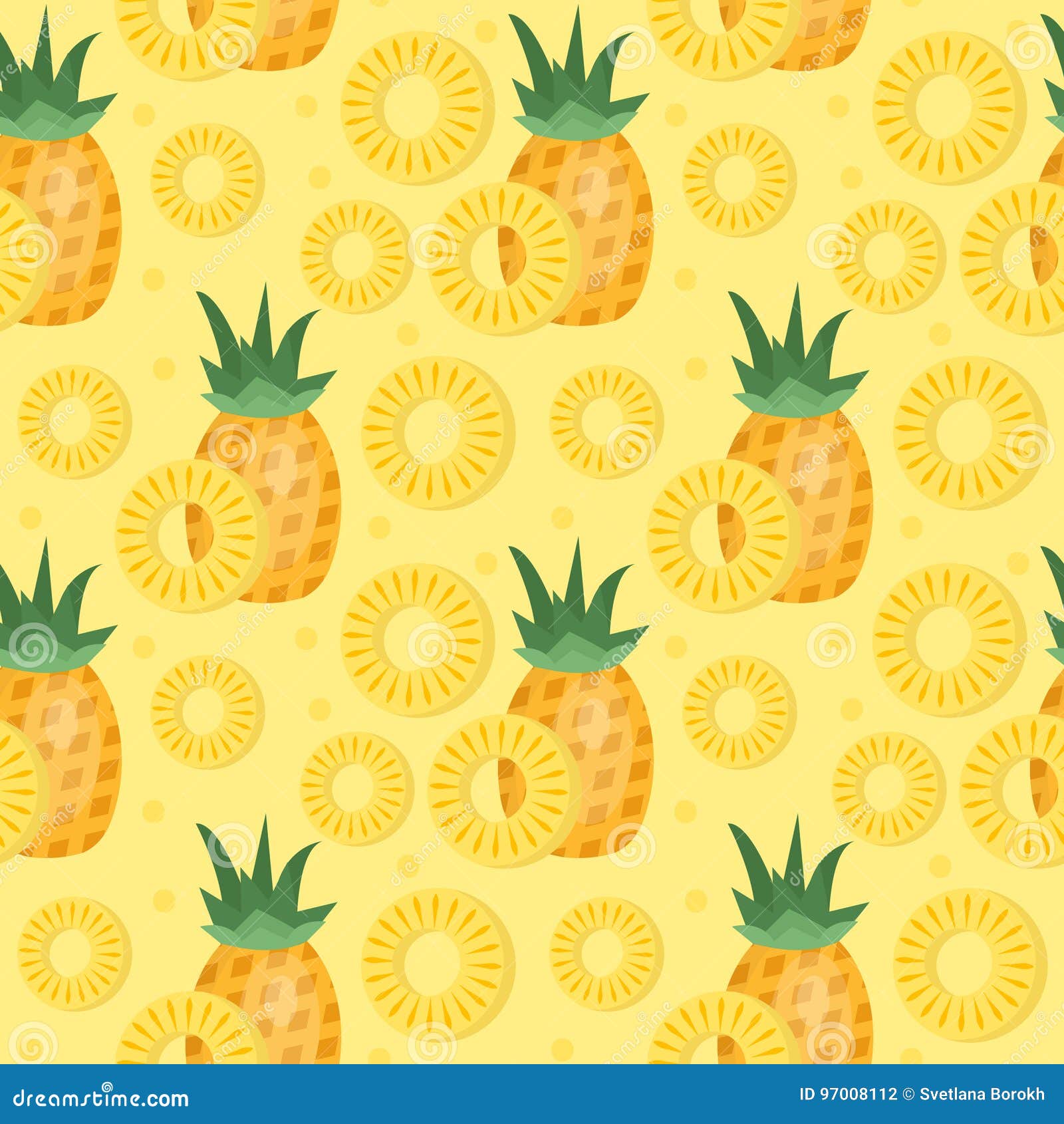Pineapple Seamless Pattern. Ananas Slices Endless Background, Texture ...