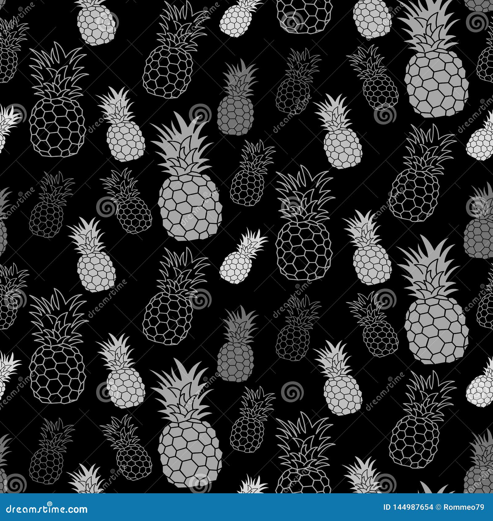 Pineapple Seamless Pattern, Hand Drawn. Textile Print for Apparel ...