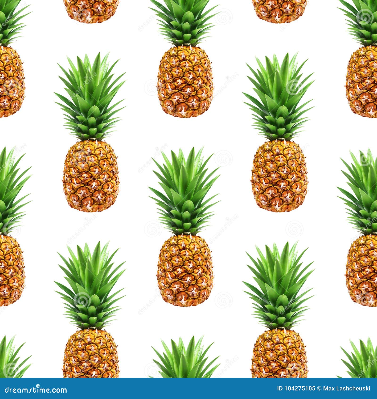 Pineapple Seamless Pattern Isolated on White Background Stock Image ...
