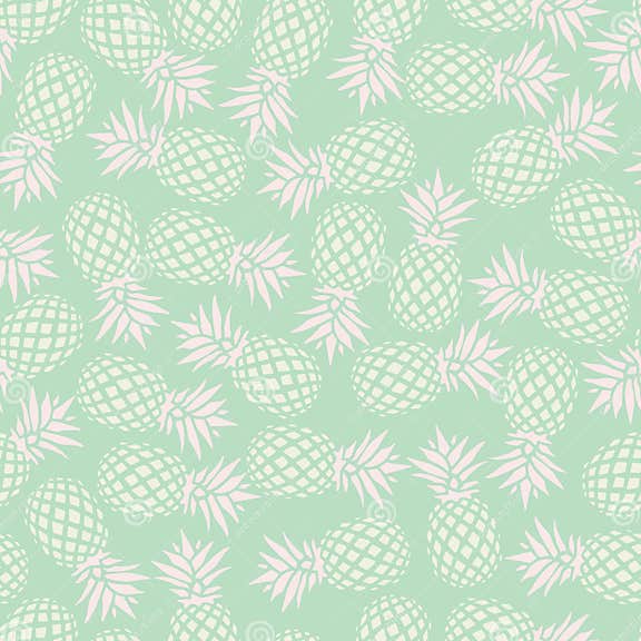 Pineapple Seamless Pattern on Mint Background, Vector Stock Vector - Illustration of nature ...