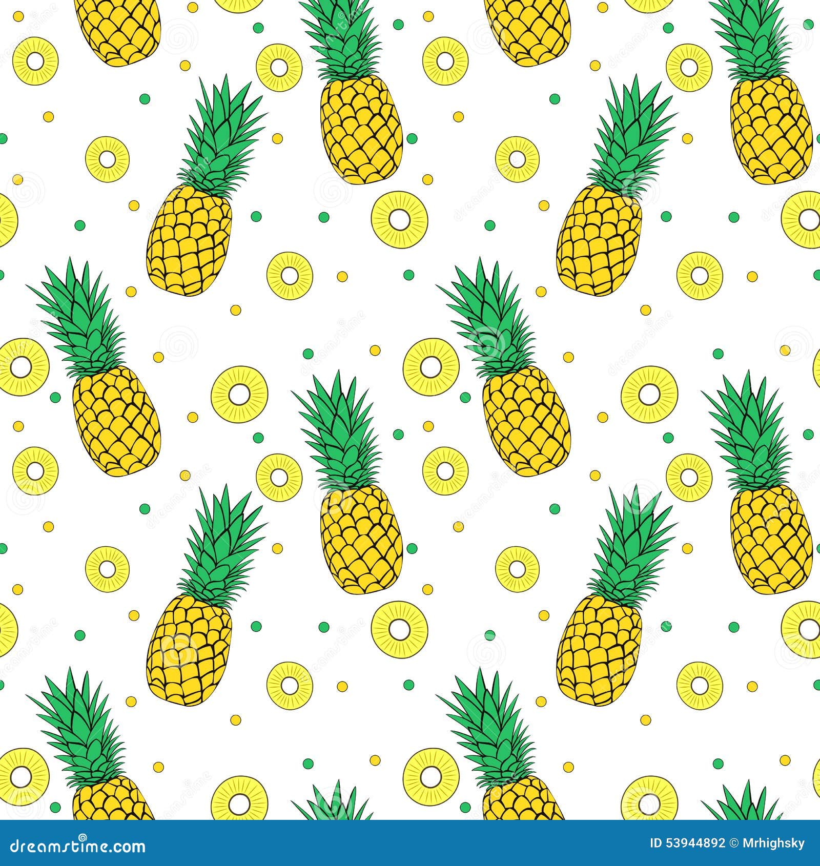 Pineapple seamless pattern stock vector. Illustration of leaf - 53944892