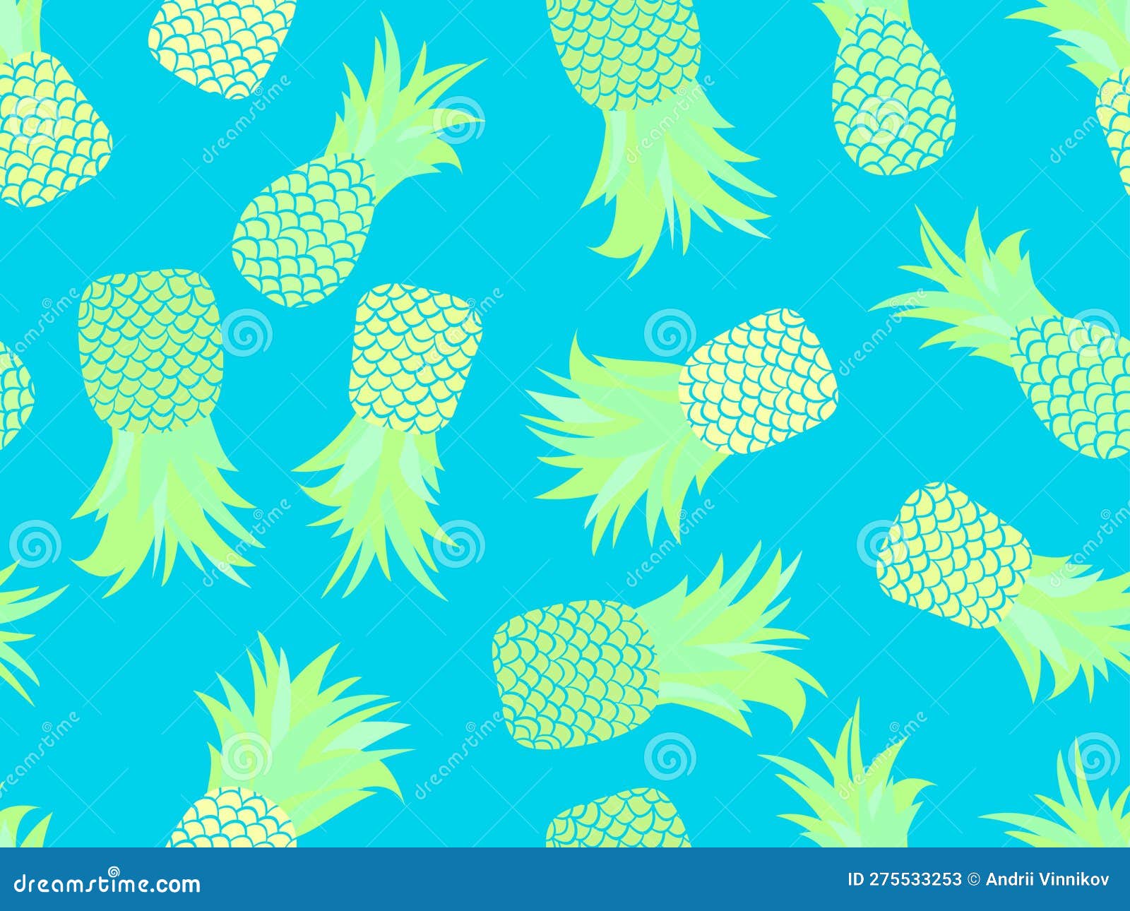 Pineapple Seamless Pattern. Summer Fruit Pattern. Pineapple Fruit on Blue Background Stock ...