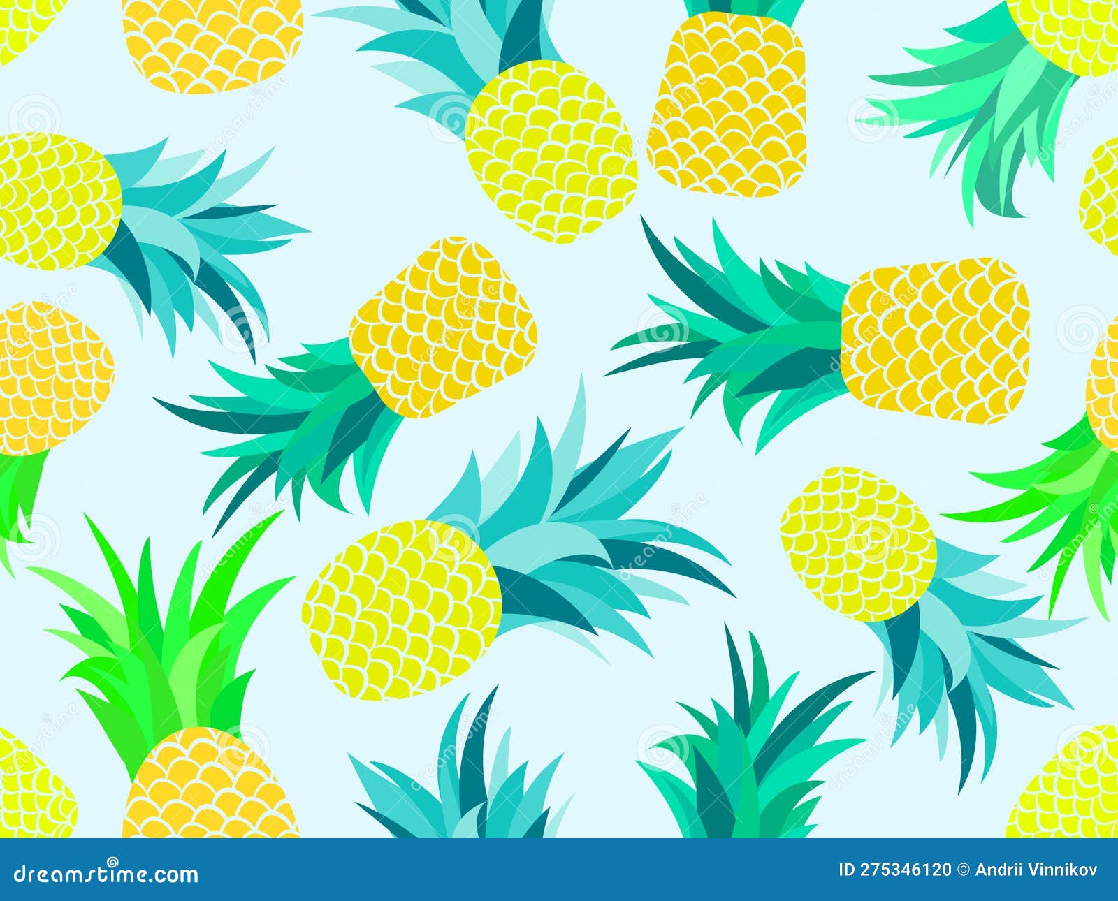 Pineapple Seamless Pattern. Summer Fruit Pattern. Pineapple Fruit on White Background Stock ...