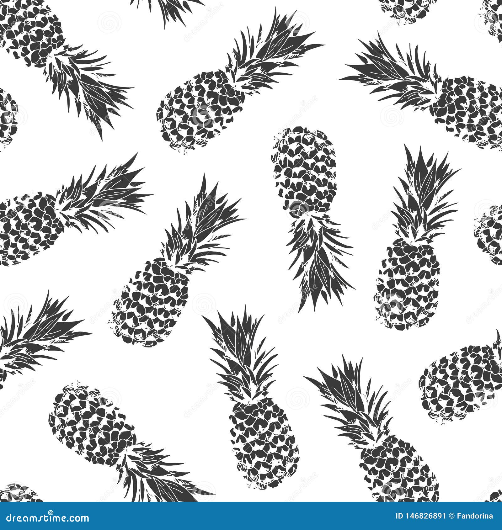 Pineapple Seamless Pattern On A White Background. Design For Textiles ...