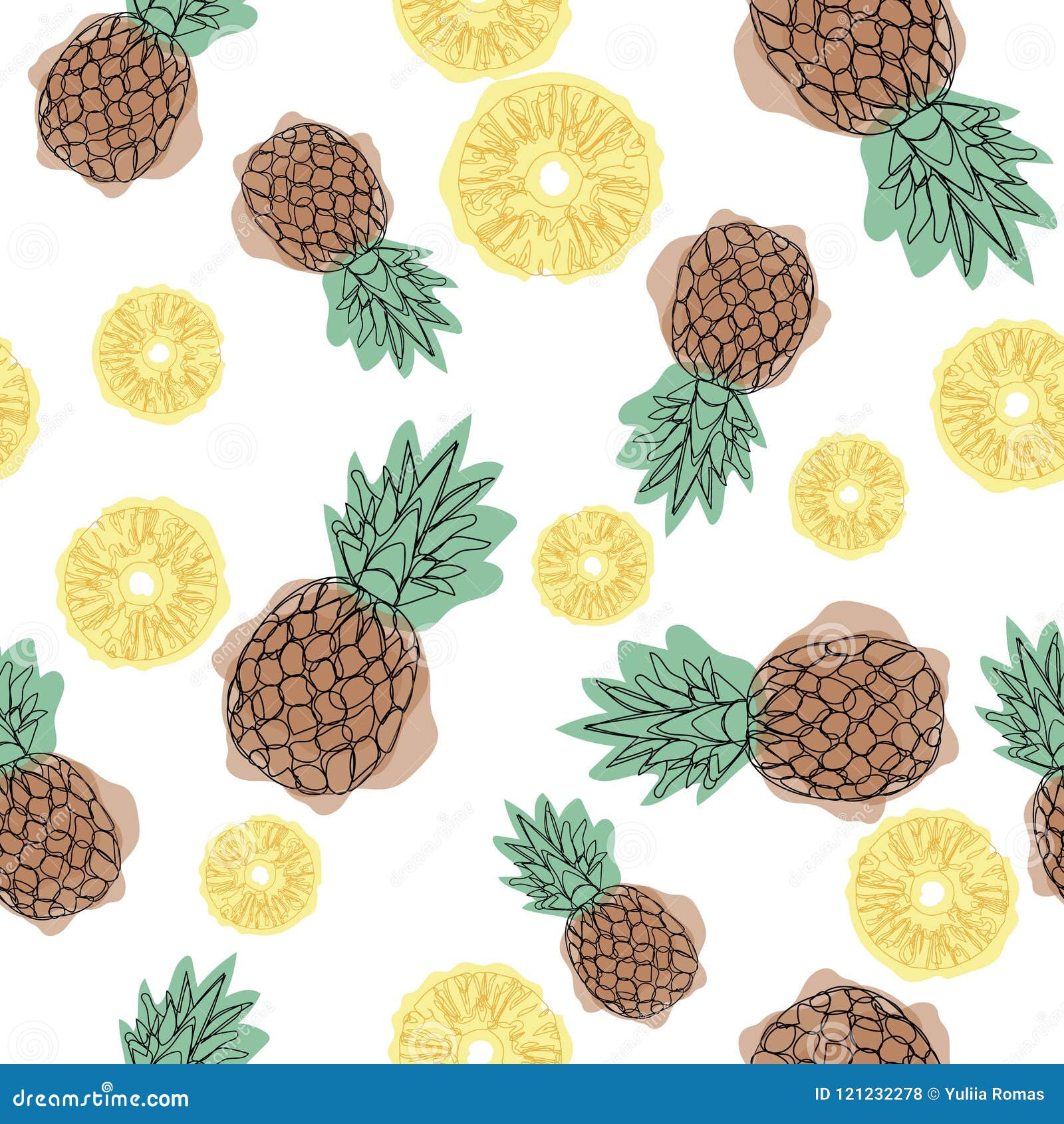 Pineapple Seamless Pattern On A White Background. Design For Textiles ...