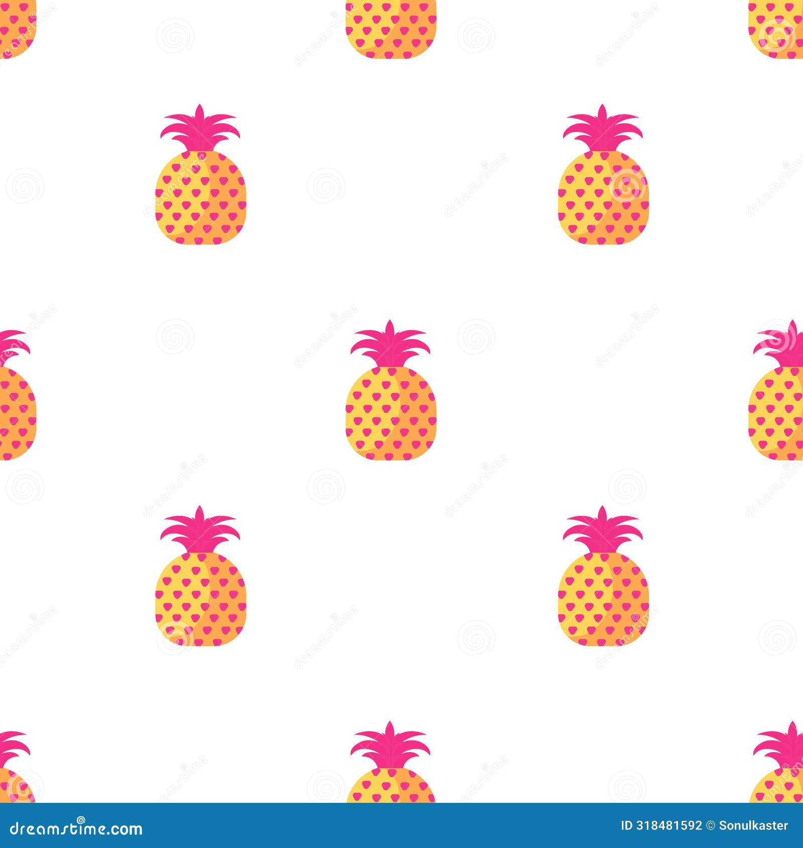Pineapple Seamless Pattern White Background Stock Vector - Illustration of simple, background ...