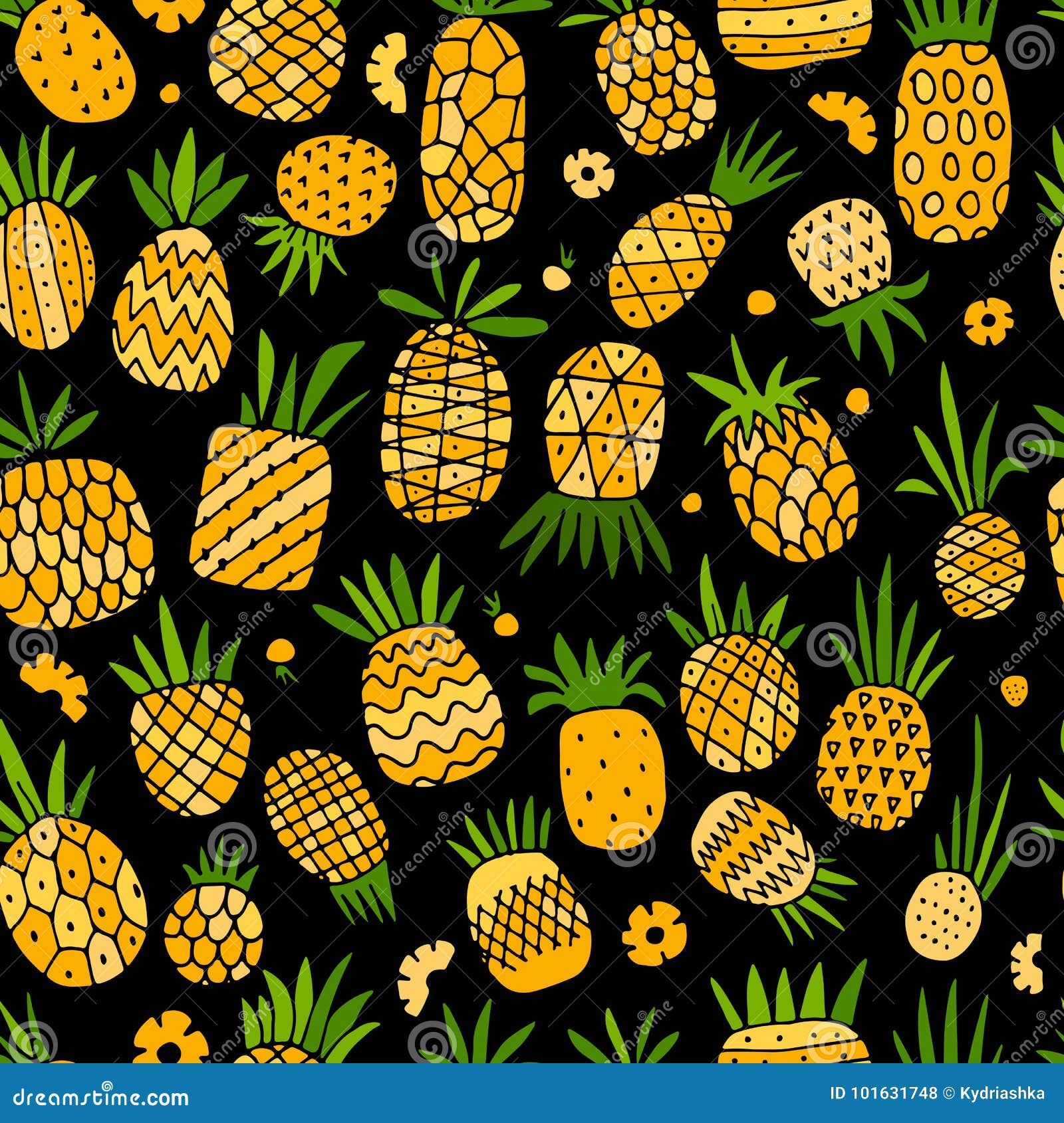 Pineapple Set, Sketch for Your Design Stock Vector - Illustration of ...