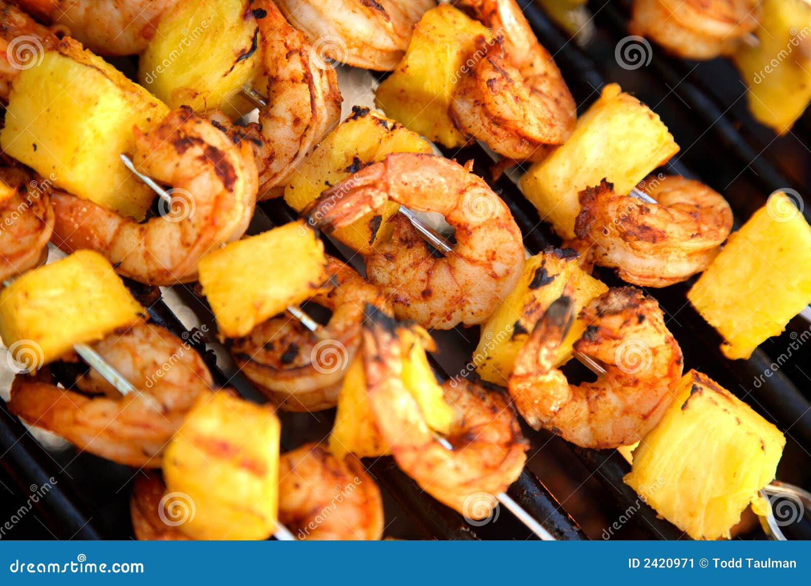 Pineapple Shrimp on the Barbeq Stock Image - Image of flame, fruit: 2420971