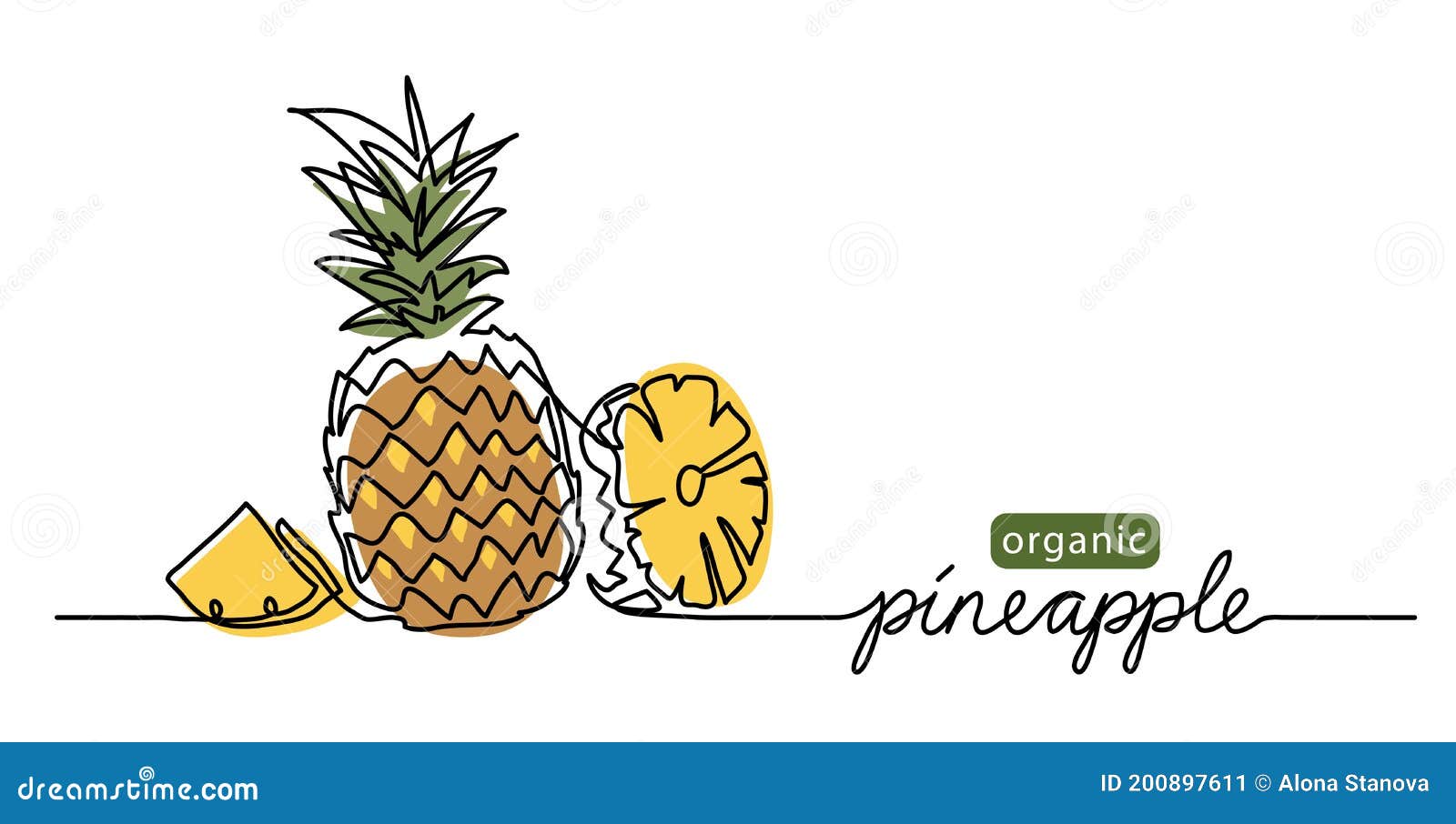 Pineapple. Continuous One Line Drawing. Cartoon Vector | CartoonDealer ...