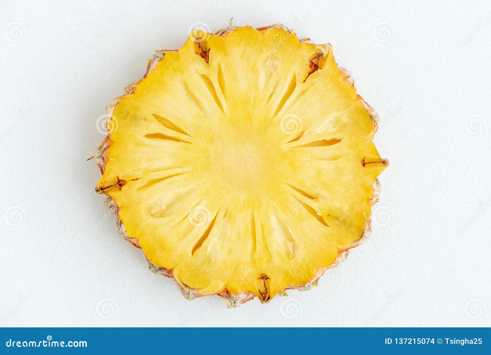 A Pineapple Slice Isolated on White Background. Top View Composition ...