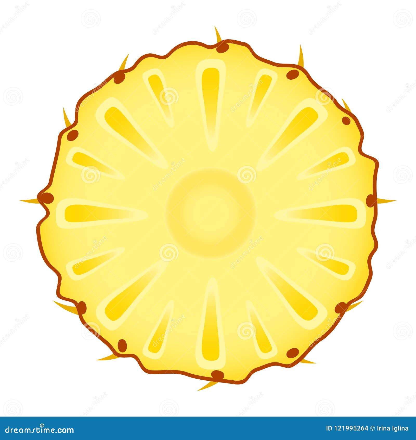 Pineapple slice on white stock vector. Illustration of quarter - 121995264