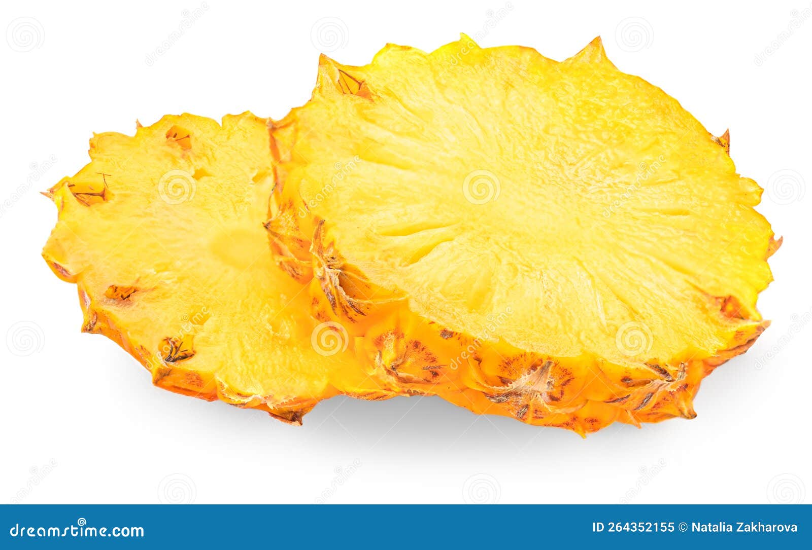Pineapple Slices Isolated on a White Background. Cutted Pineapple ...