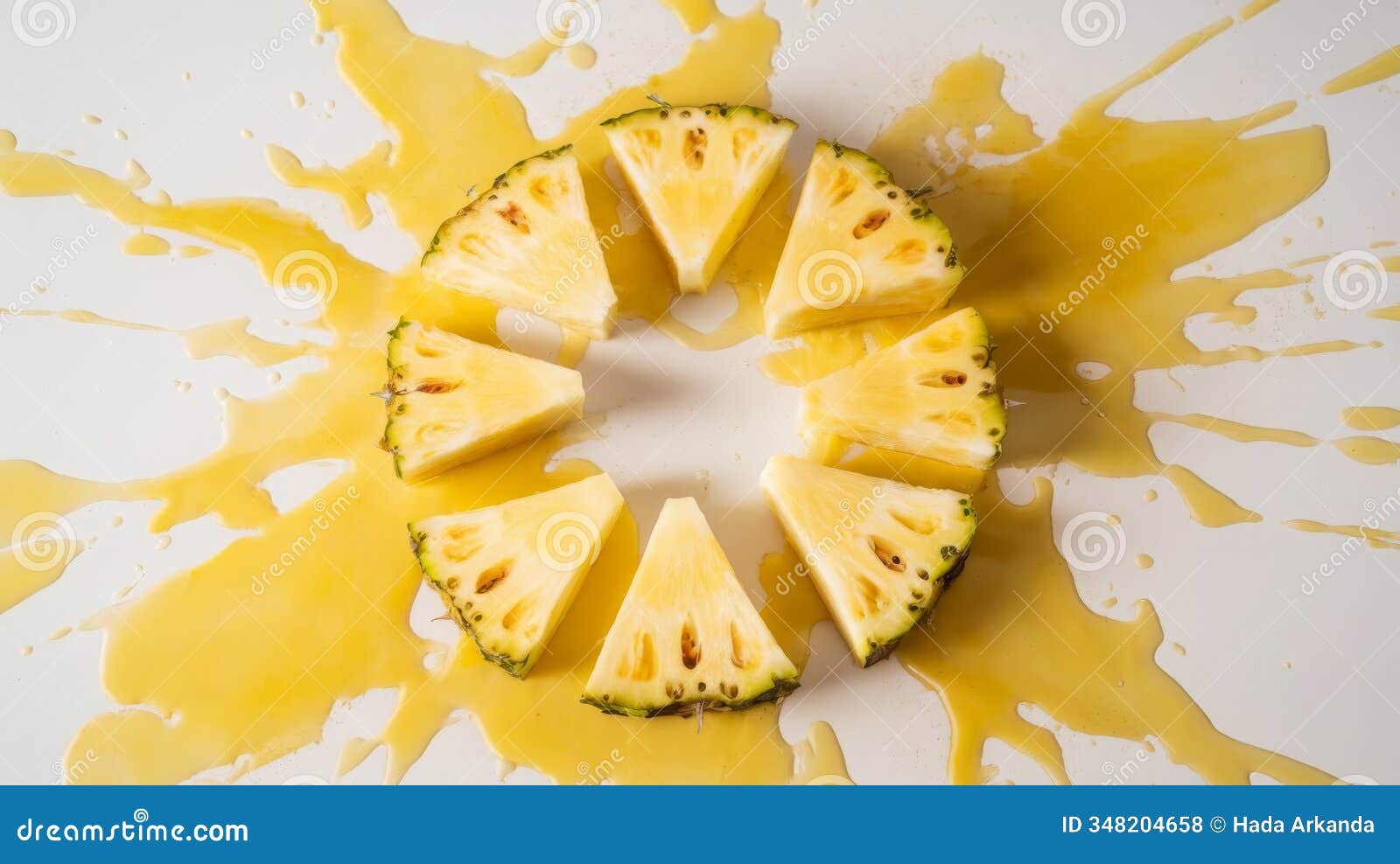 Pineapple Slices and Juice Explosion on White Background Ok Stock ...