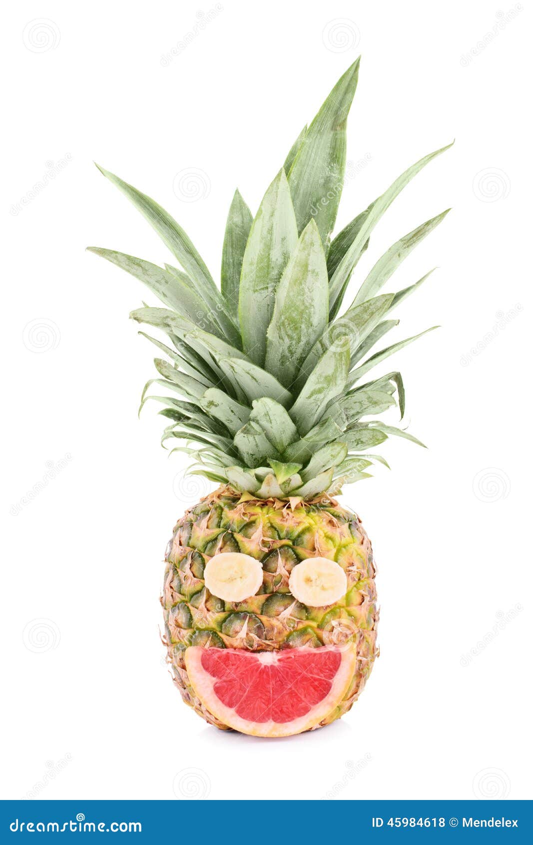 Pineapple Smiley Isolated on White Stock Photo - Image of background ...
