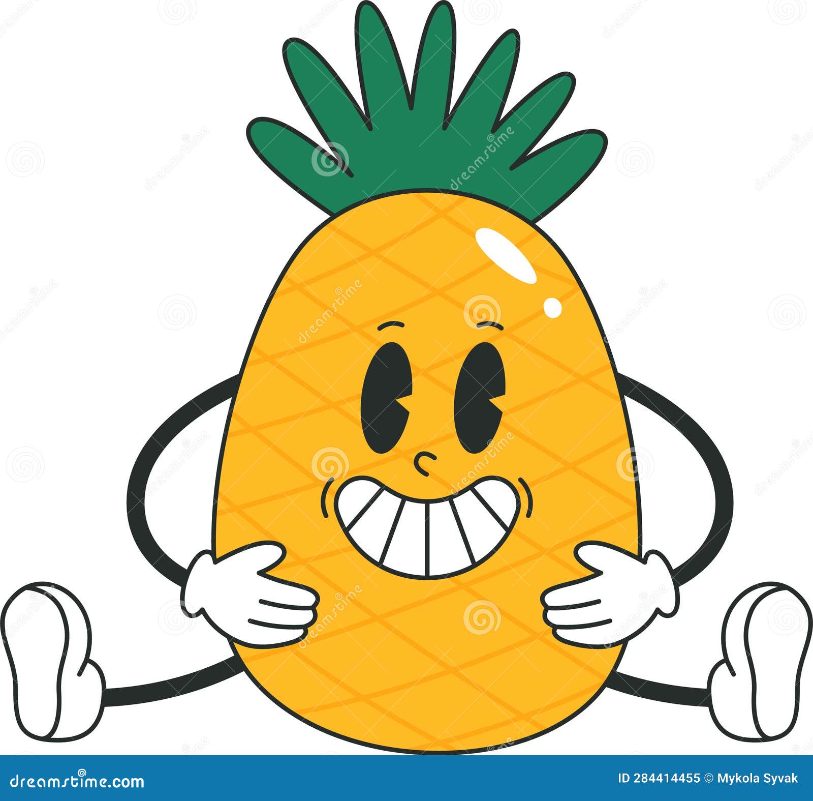 Pineapple Smiling Character Stock Vector - Illustration of summer, face ...