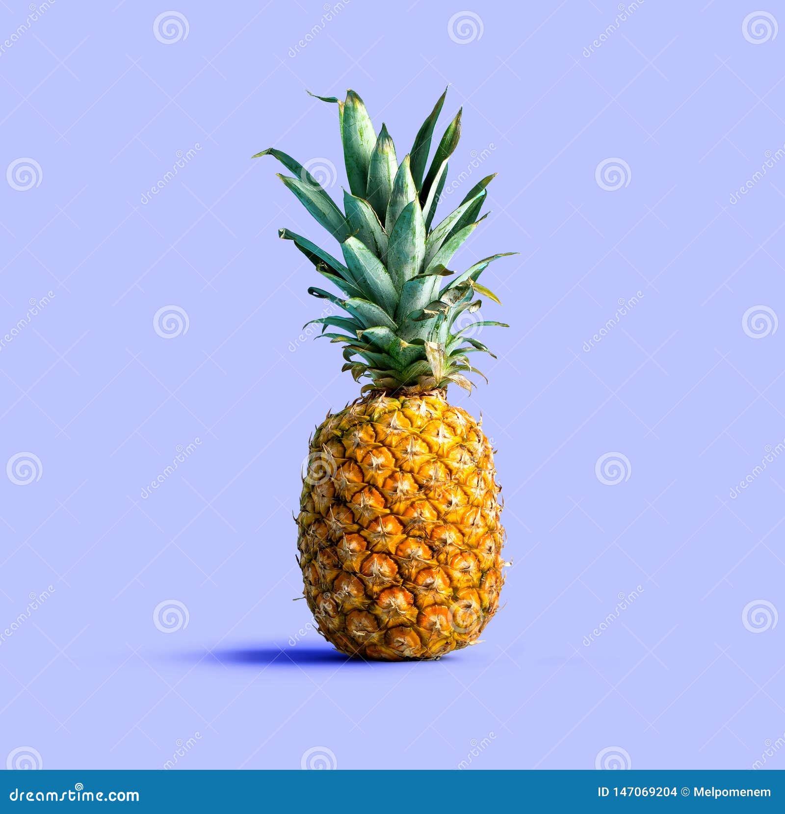 Pineapple on Solid Color Background Stock Photo - Image of food, summer ...