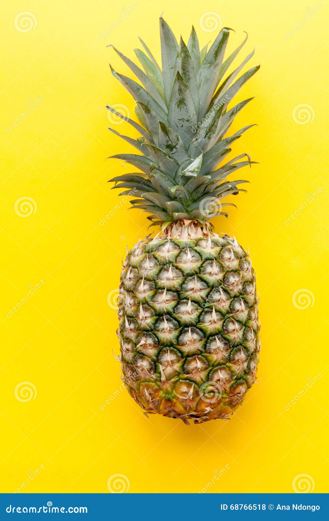 Pineapple on Solid Yellow Background Stock Photo - Image of natural ...