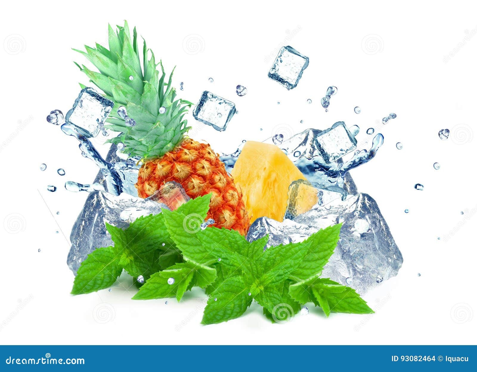 Pineapple splash and ice stock photo. Image of freshness - 93082464