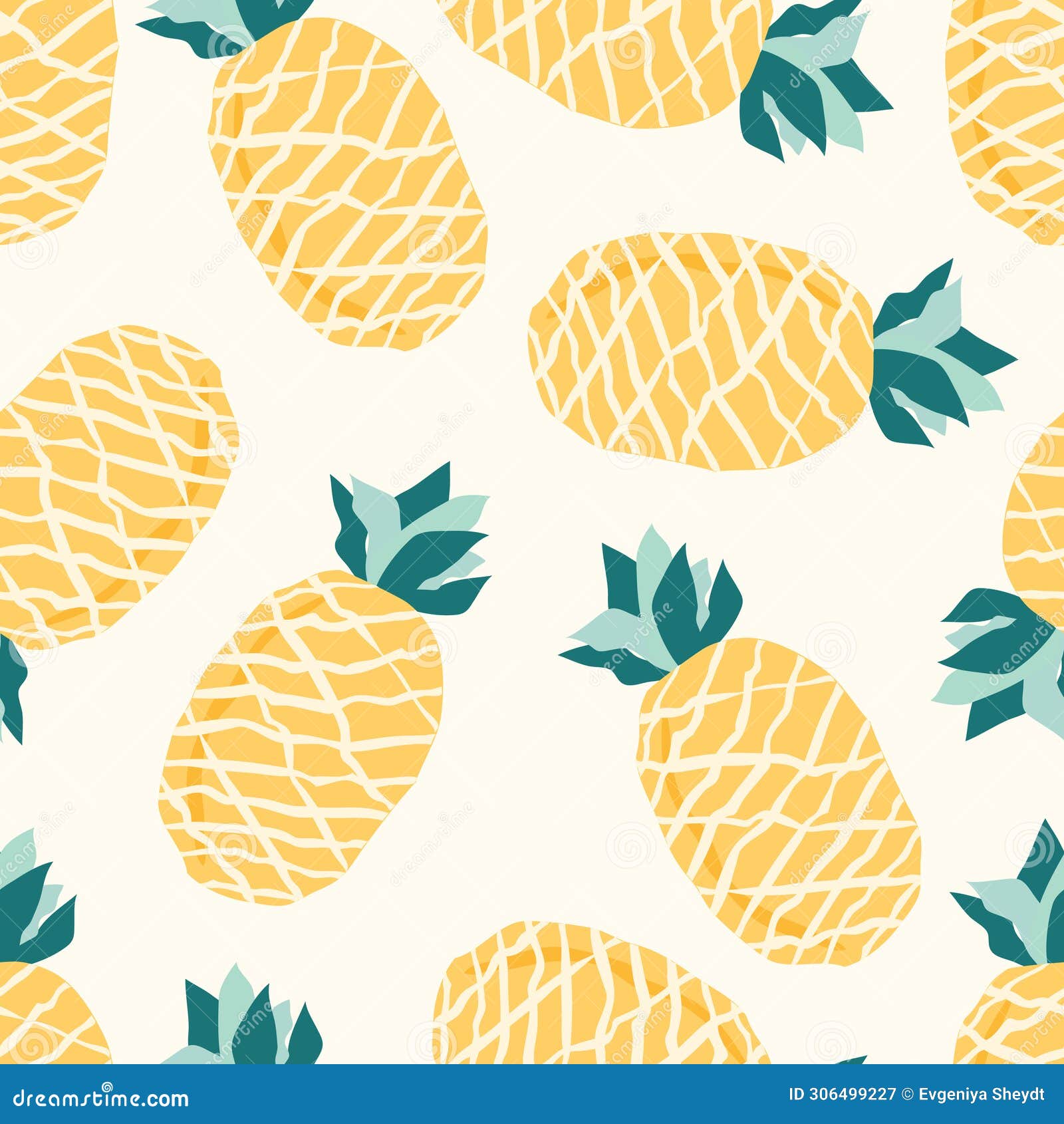 Pineapple Summer Seamless Pattern for Textile Fabric or Wallpaper Backgrounds Stock Vector ...