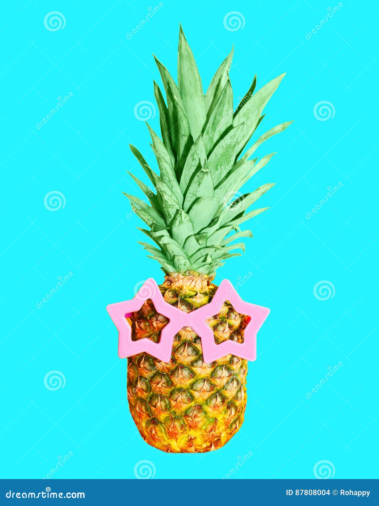 Pineapple With Sunglasses On Blue Background, Ananas Stock Photography ...