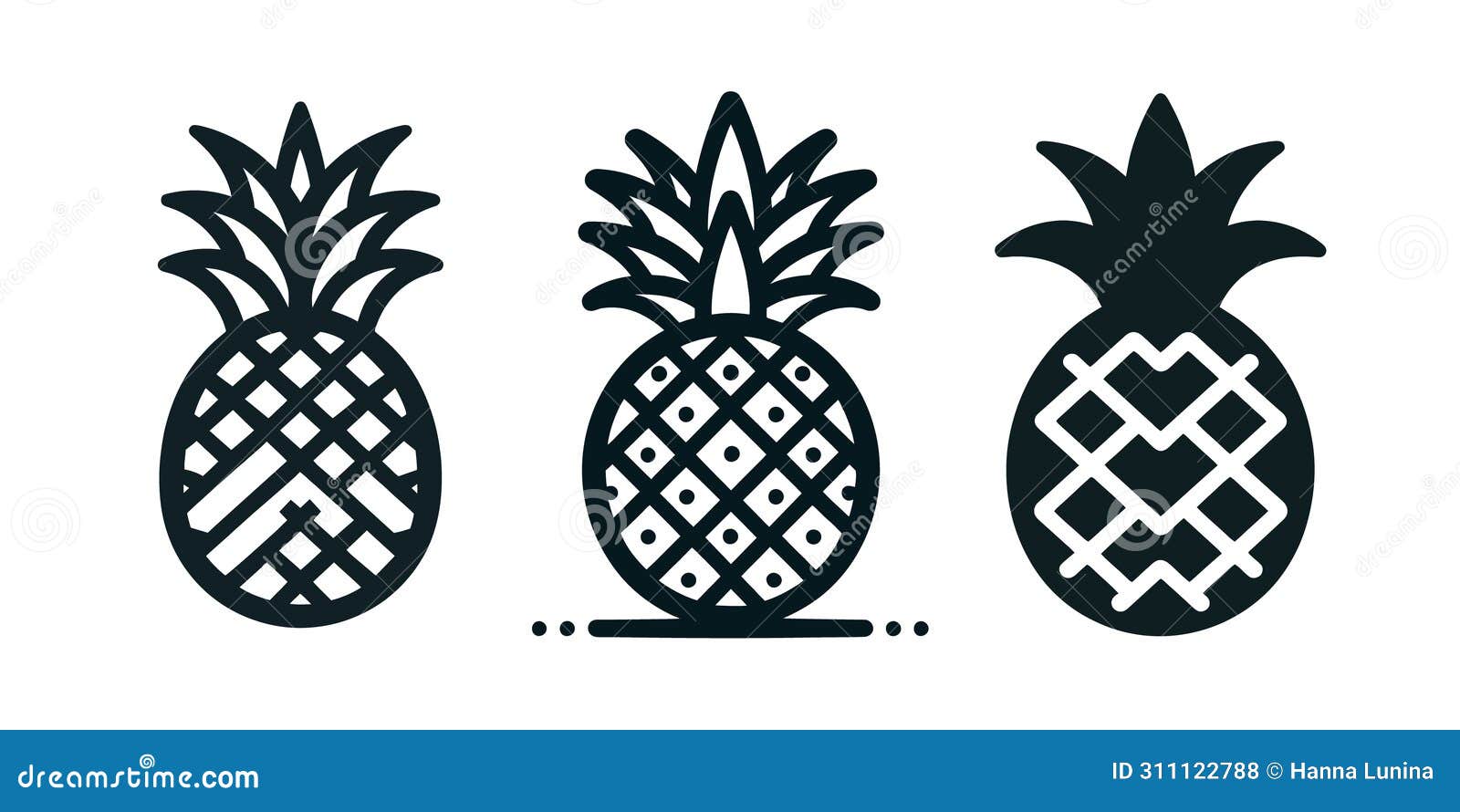 Pineapple Symbol Icon. Set of Pineapple Icons. Vector Illustration ...