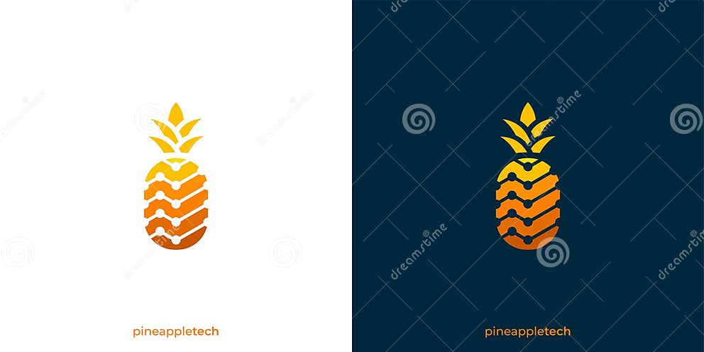 Pineapple Tech Logo. Technical Pineapple with Modern Style Stock Vector - Illustration of ...