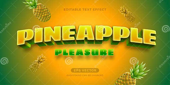 Pineapple Editable Text Effect Style Vector Stock Vector - Illustration ...