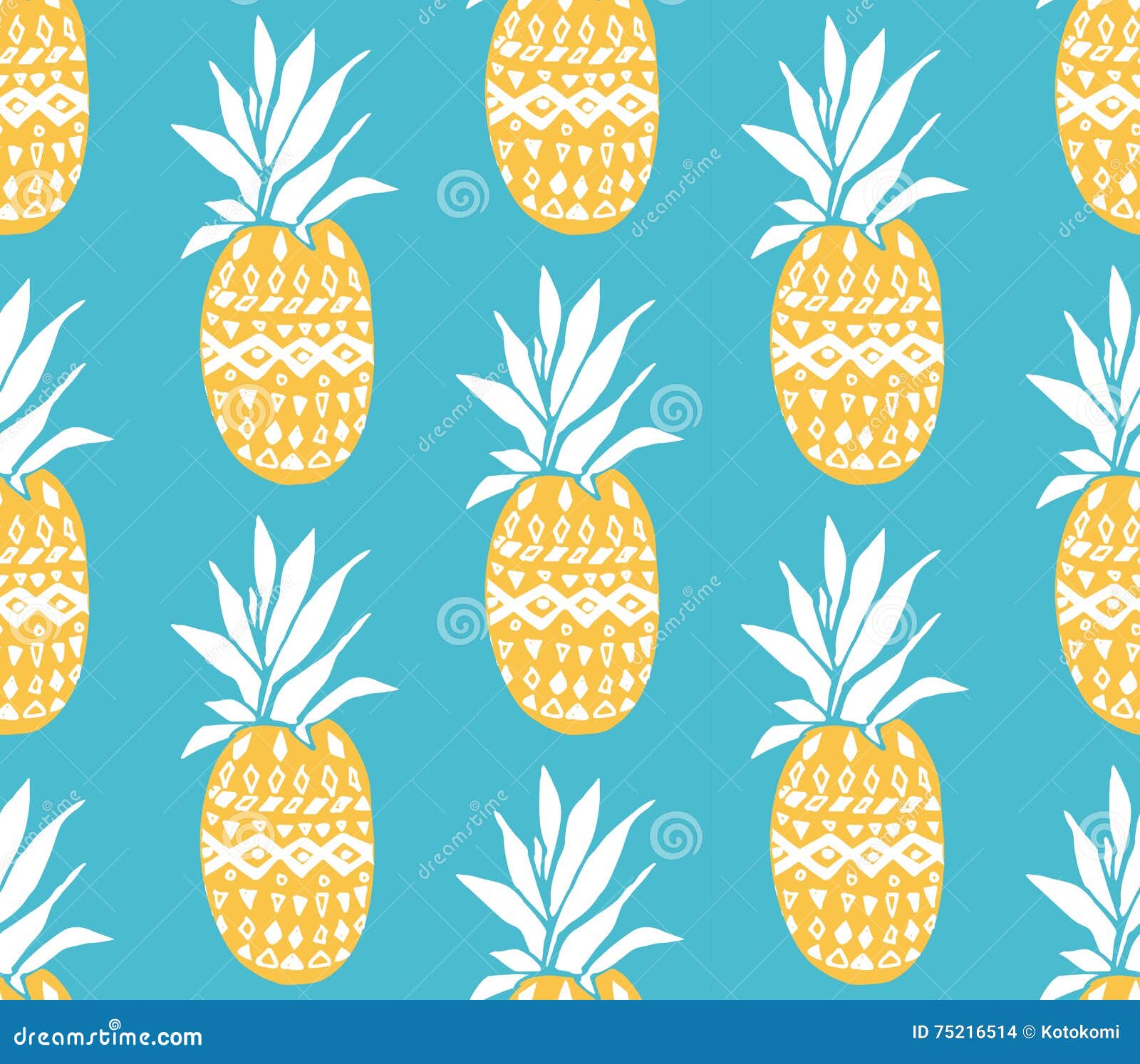 Pineapple Texture Seamless Pattern Background Vector Tropical ...