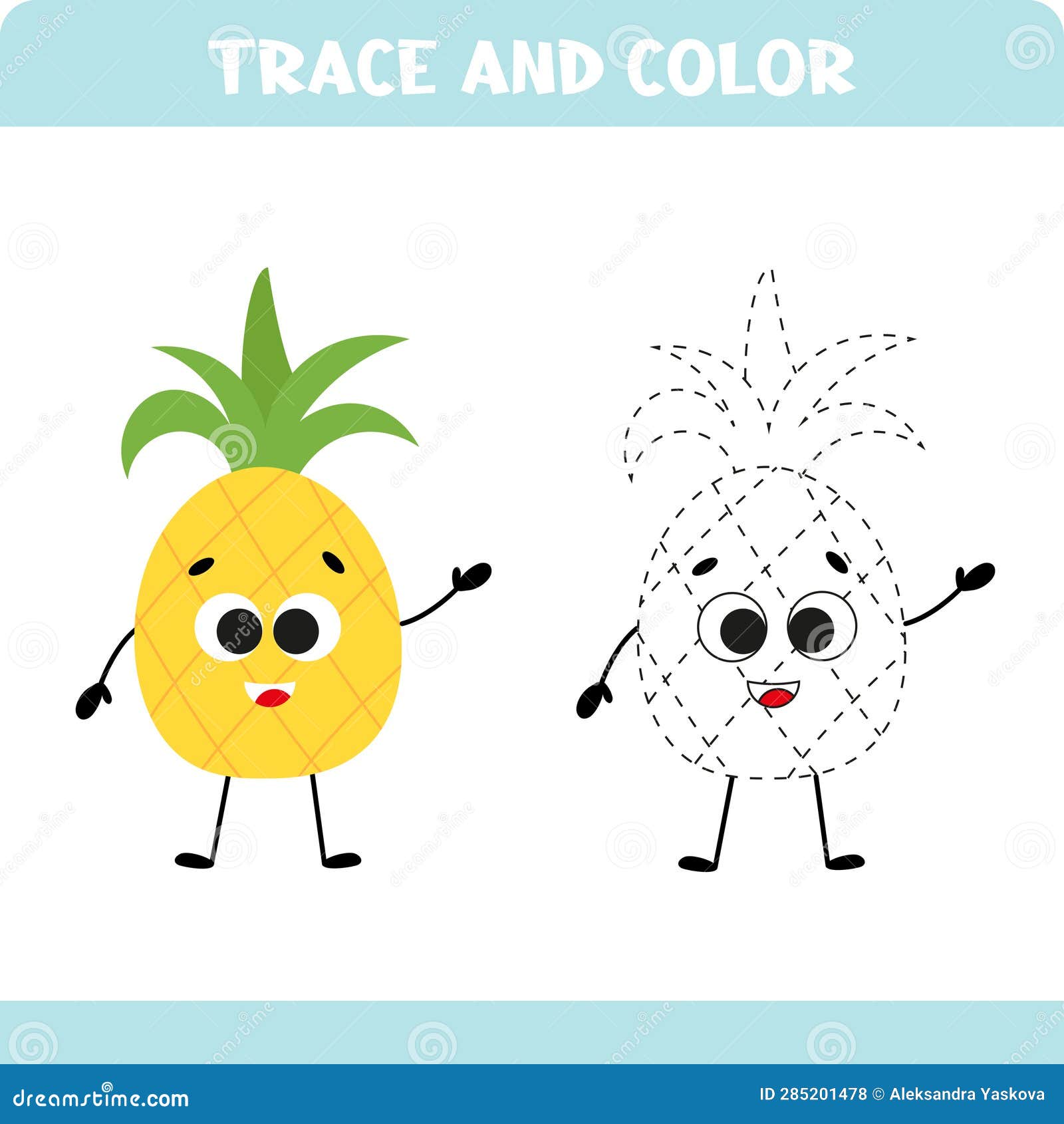 Pineapple. Trace the Line Game for Kids. Educational Worksheets Stock ...