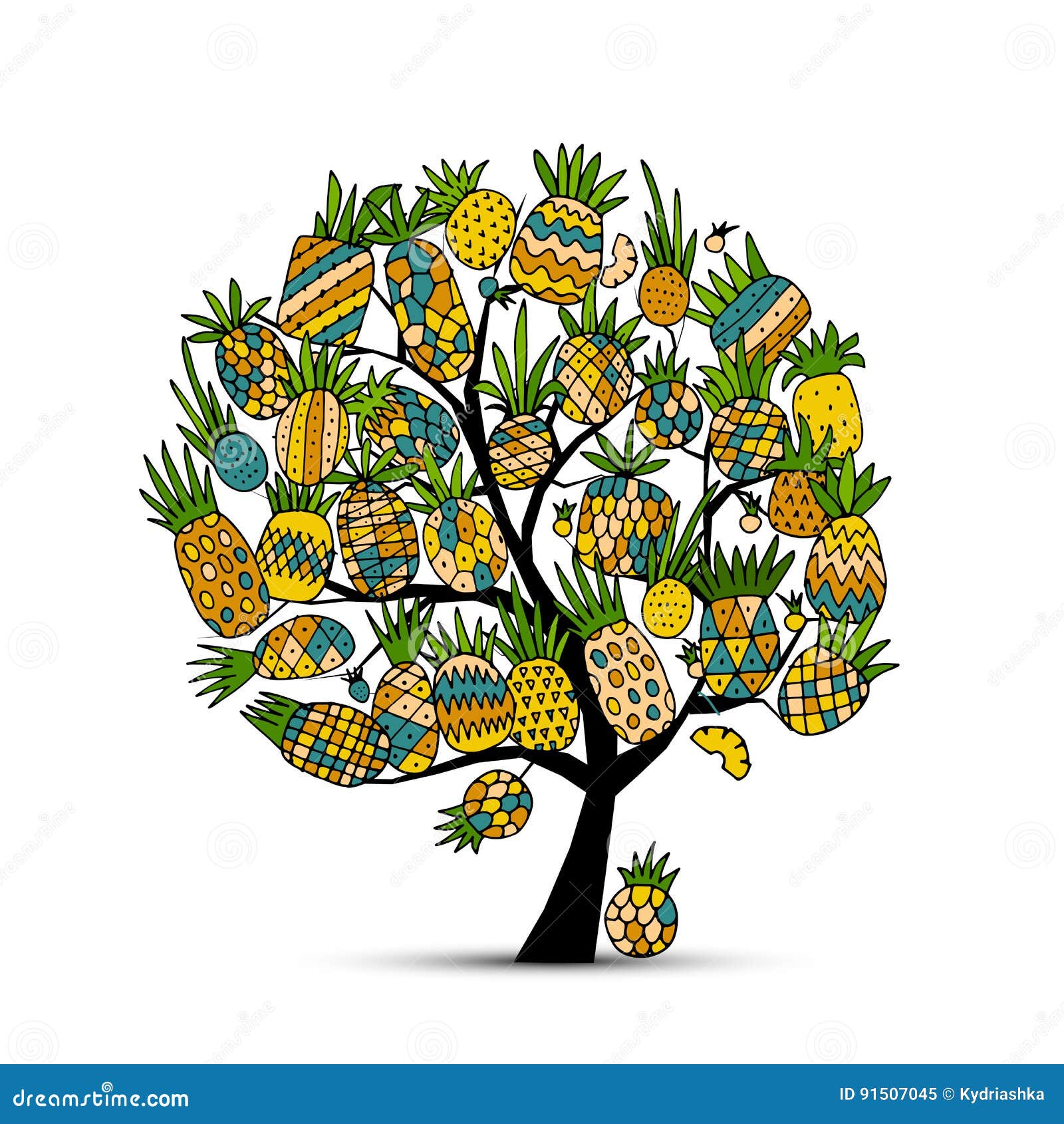 Pineapple Tree, Sketch for Your Design Stock Vector - Illustration of ...