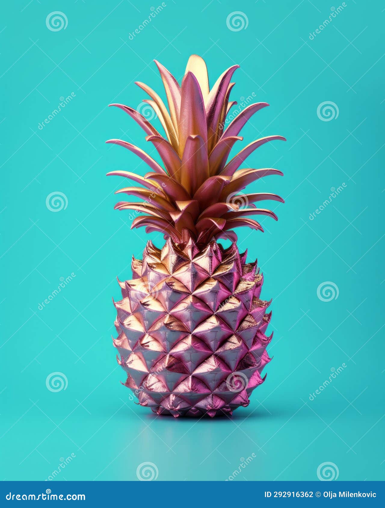 Pineapple on a Turquoise Background. 3d Rendering Stock Illustration ...