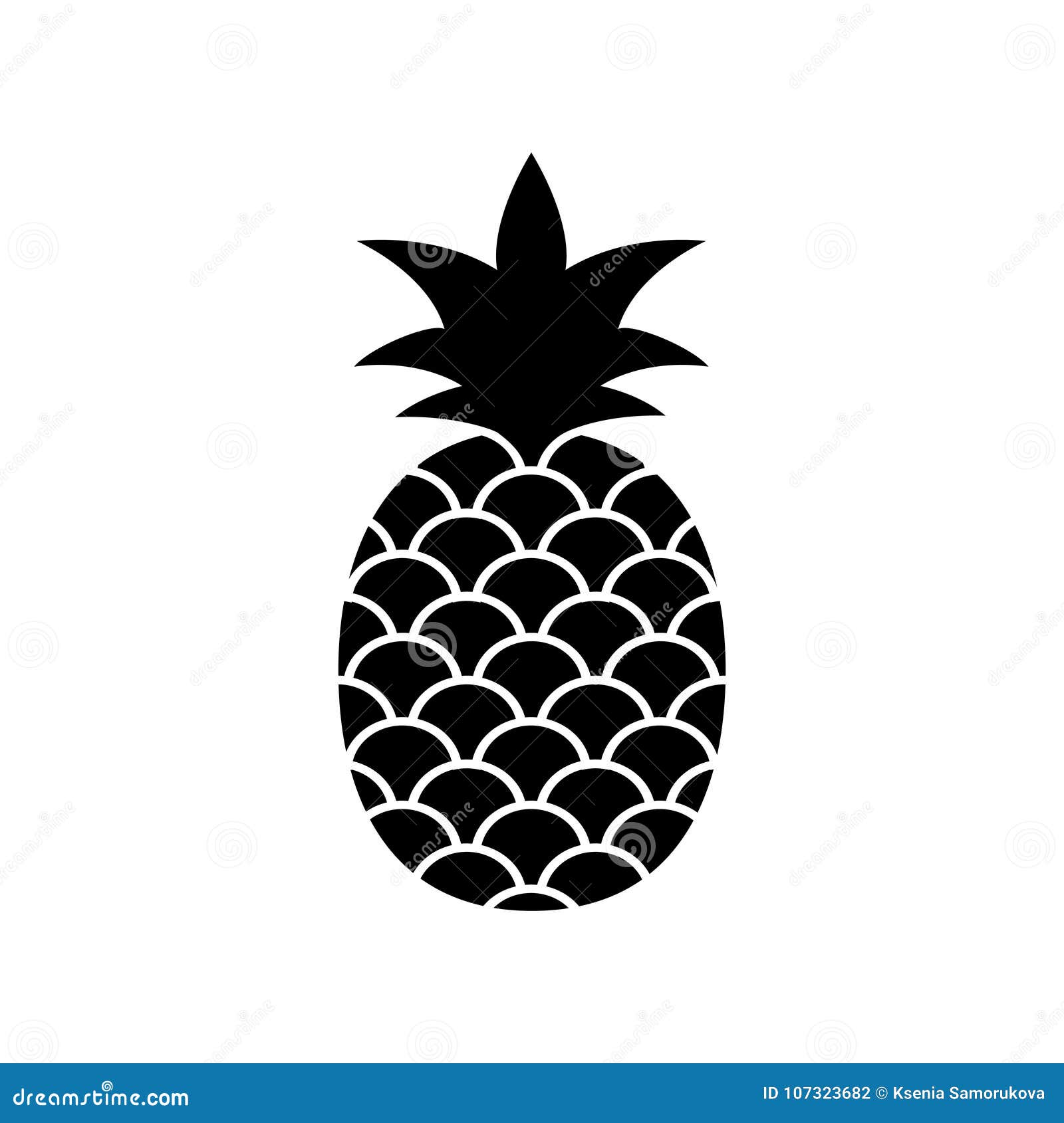 Pineapple Vector Icon on White Background. Stock Vector - Illustration ...