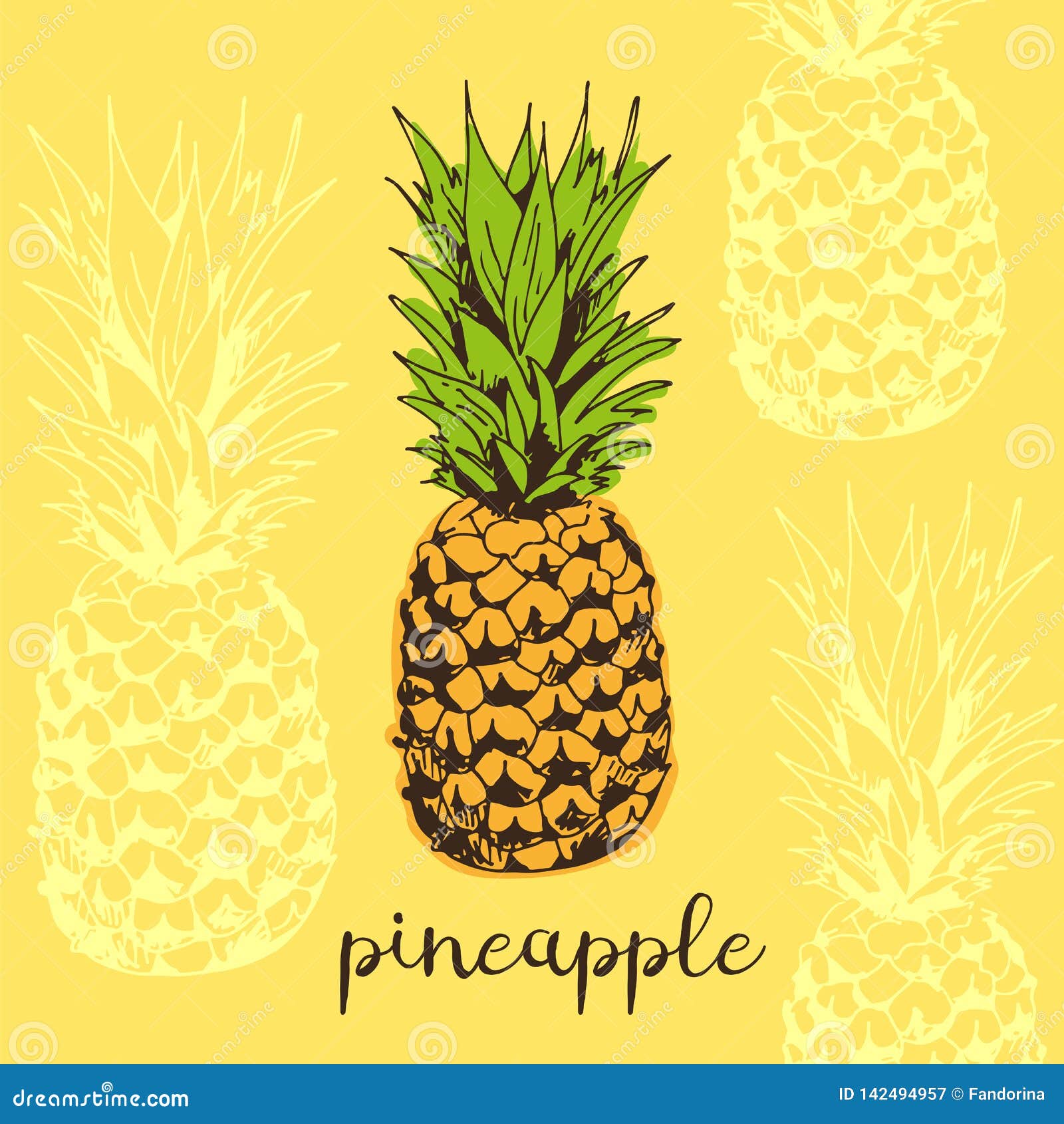 Pineapple Vector Seamless Pattern Stock Vector - Illustration of ananas ...