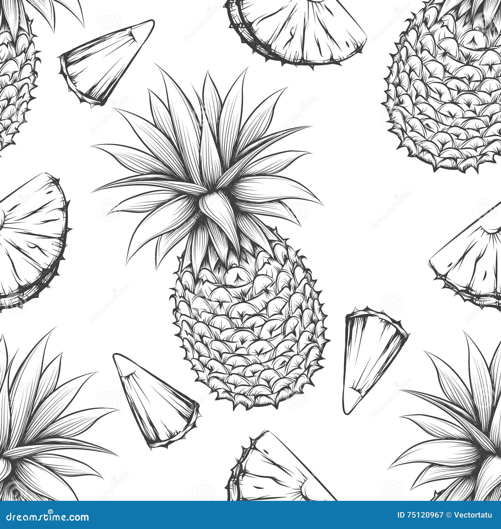 Pineapple Vector Seamless Pattern Stock Vector - Illustration of ...