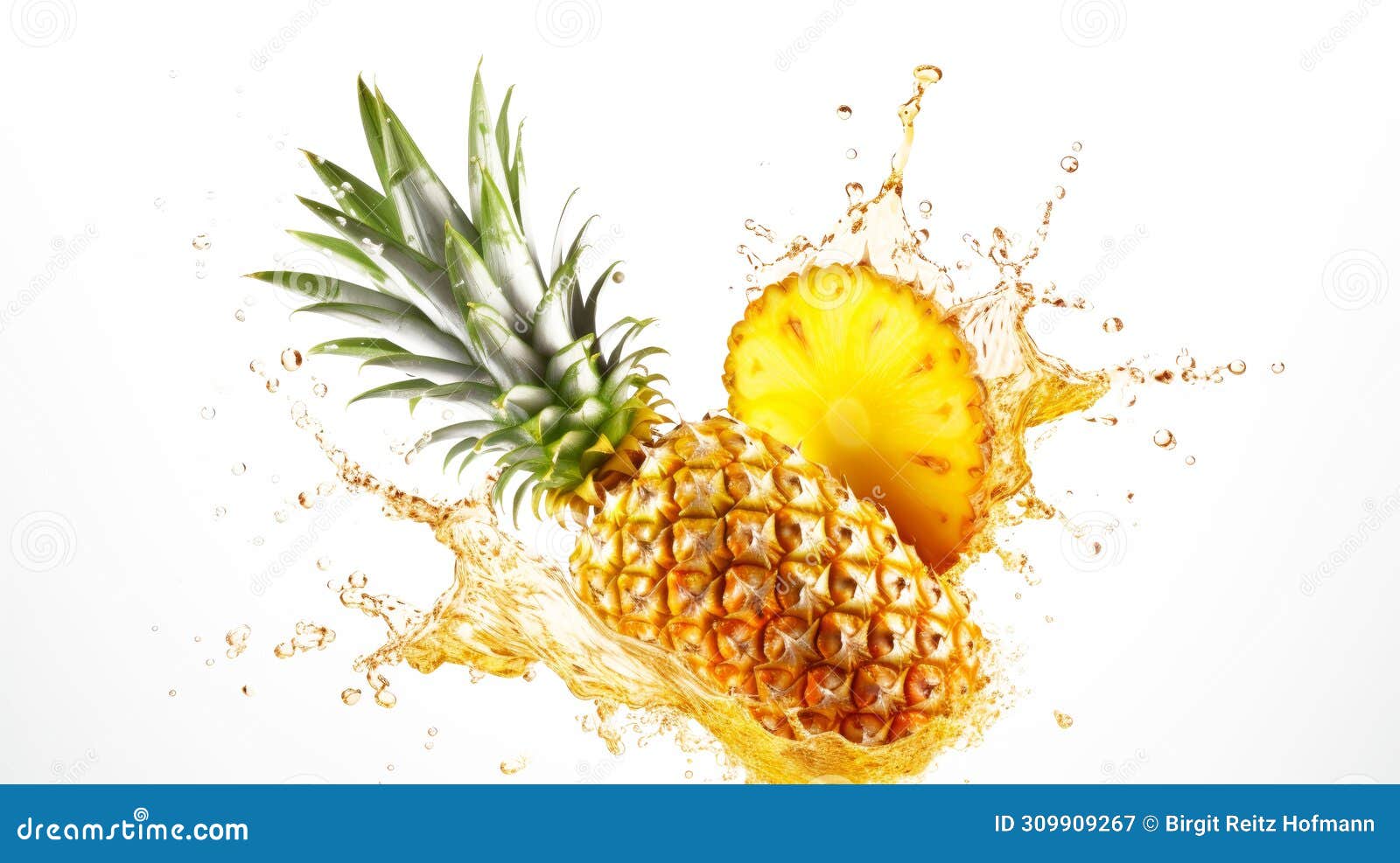 Pineapple In Water Splash On White Background. Tropical Fruit Royalty ...