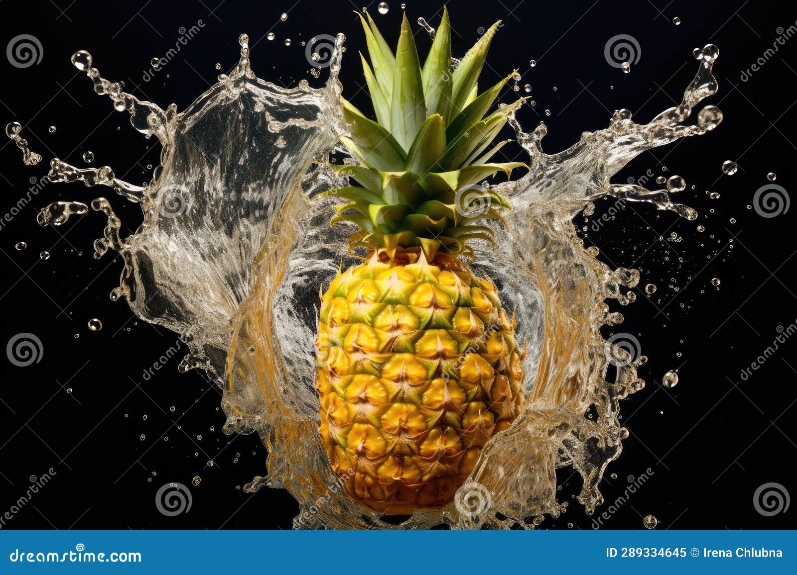 Pineapple in water splash stock illustration. Illustration of closeup ...