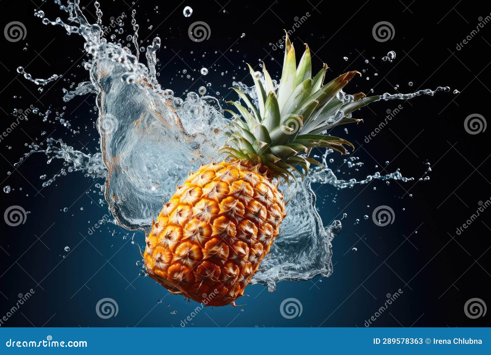 Pineapple in water splash stock illustration. Illustration of eating ...