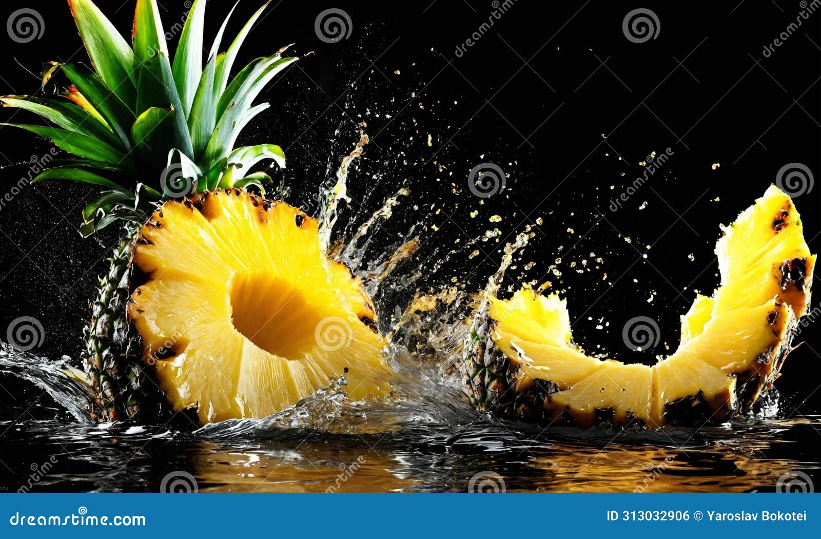 Pineapple in water splash stock illustration. Illustration of petal ...