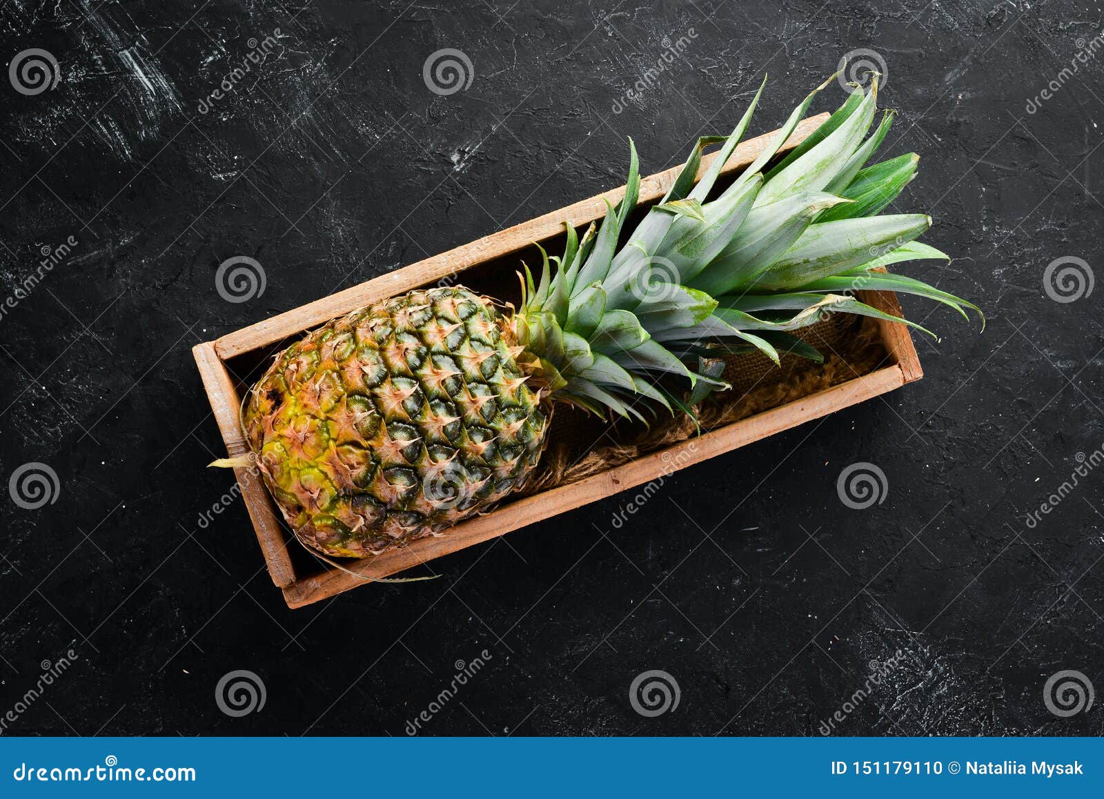 Pineapple in a Wooden Box. Tropical Fruits Stock Photo - Image of ...